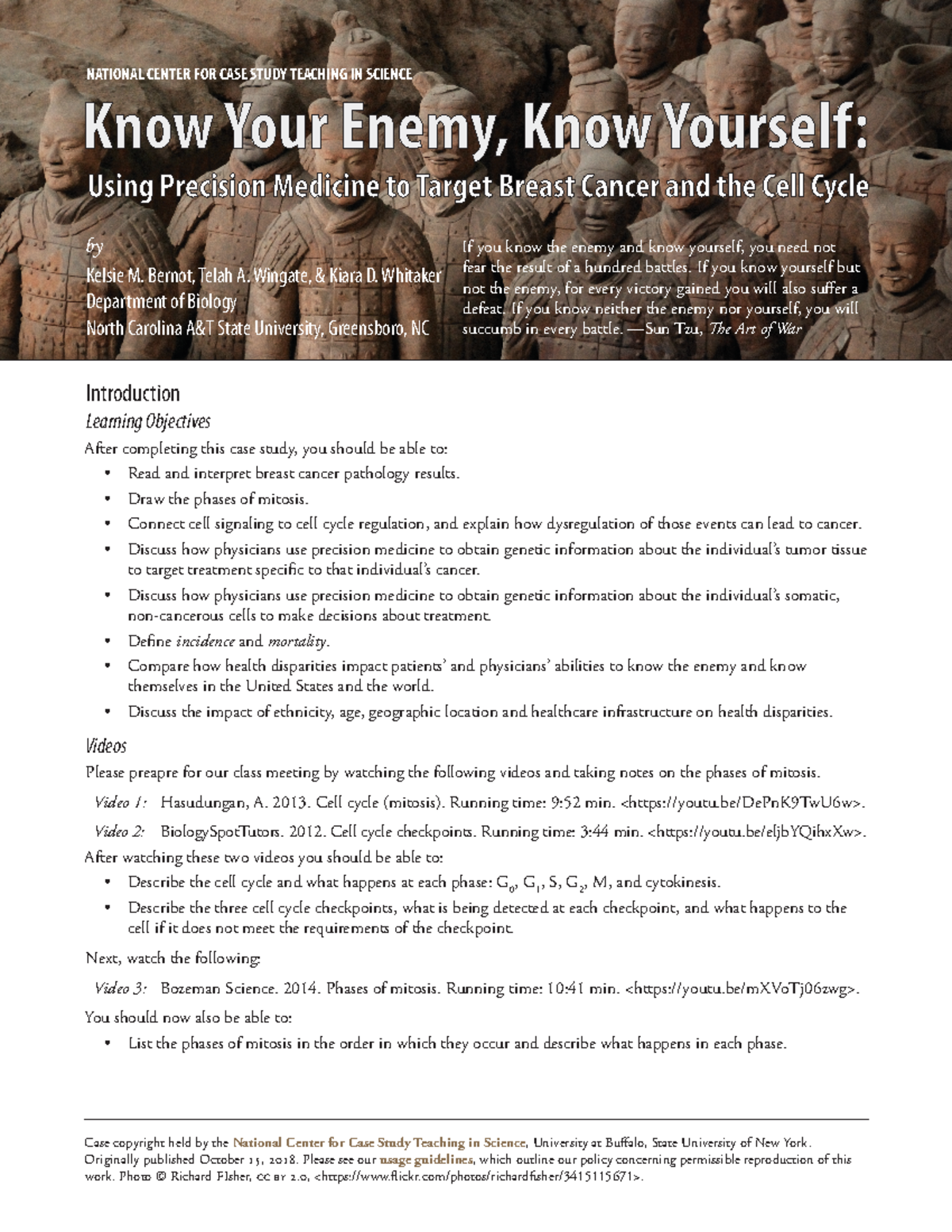 Breast Cancer Case Study (BIOL 1100) - NATIONAL CENTER FOR CASE STUDY ...