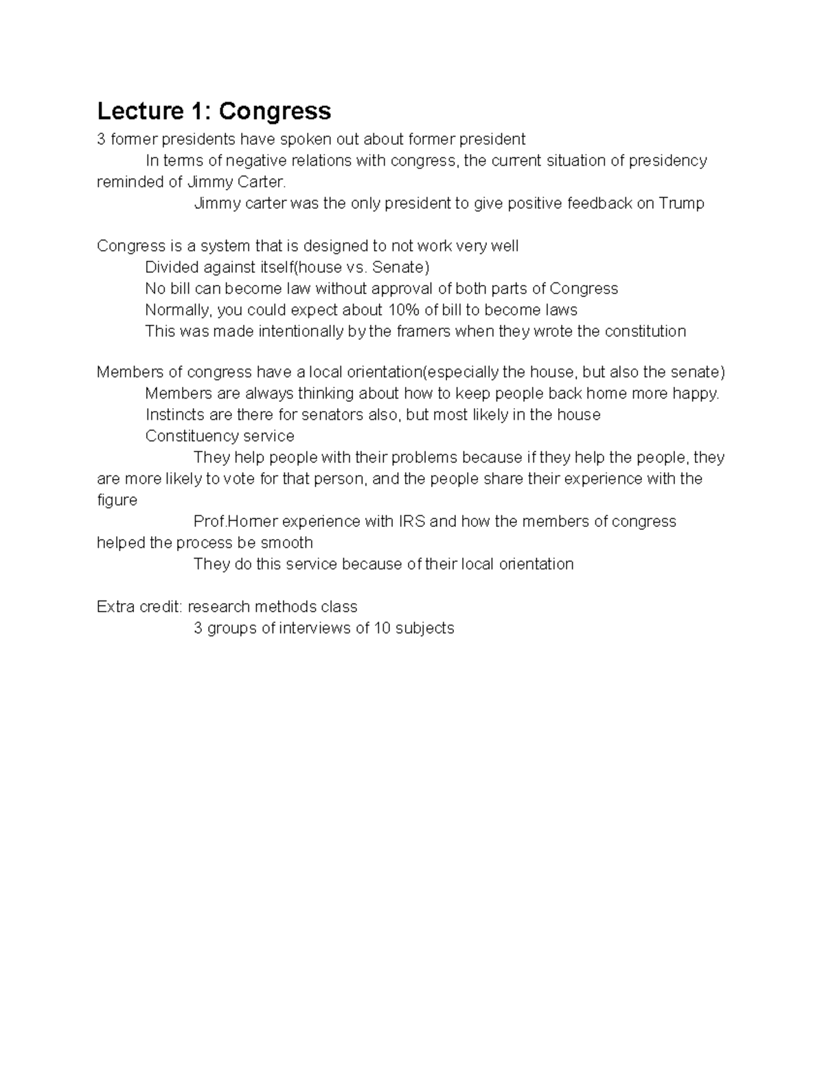 Exam 3 notes - Lecture 1: Congress 3 former presidents have spoken out ...