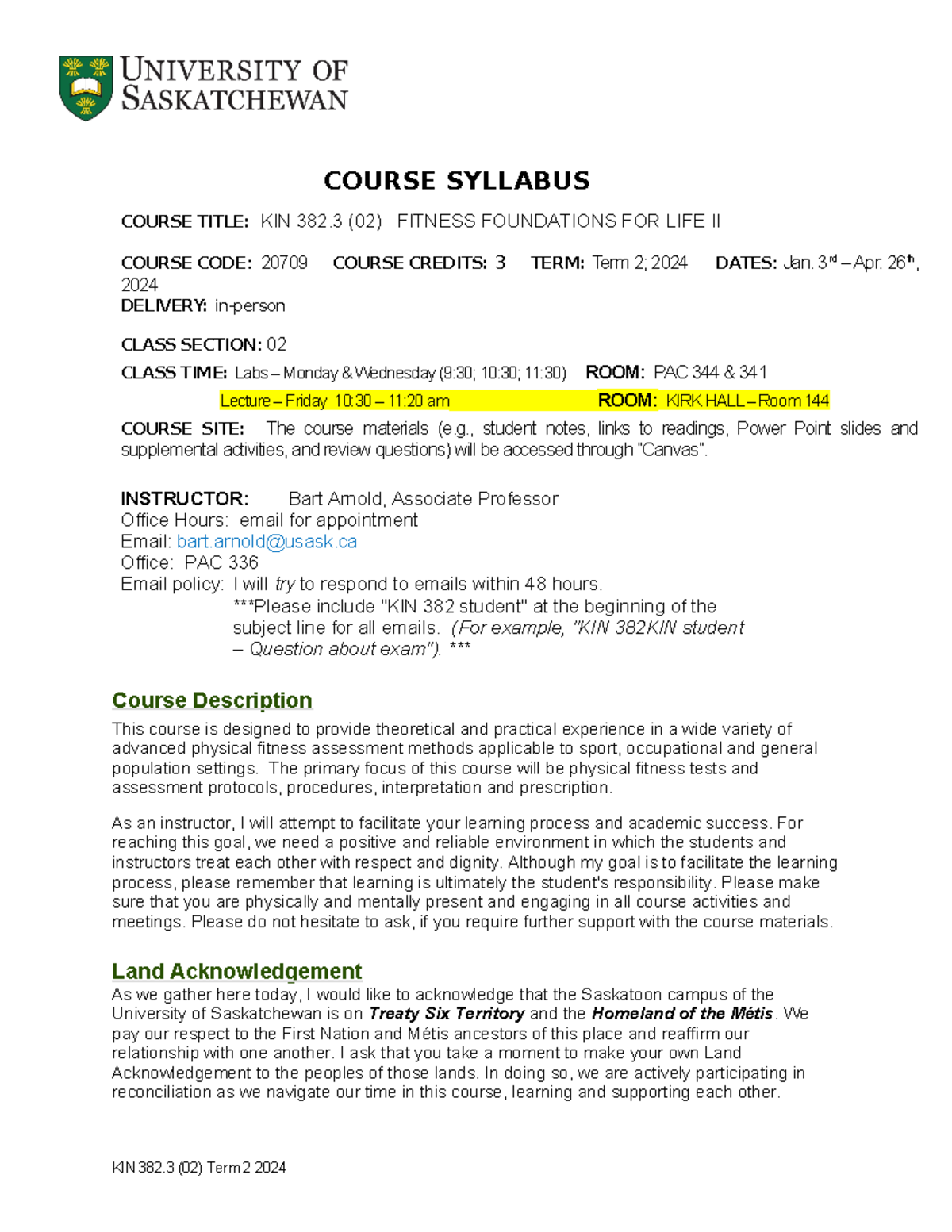 KIN+382 Course+Outline T2 24 V3 2024-01-03 20 35 32 - COURSE SYLLABUS ...