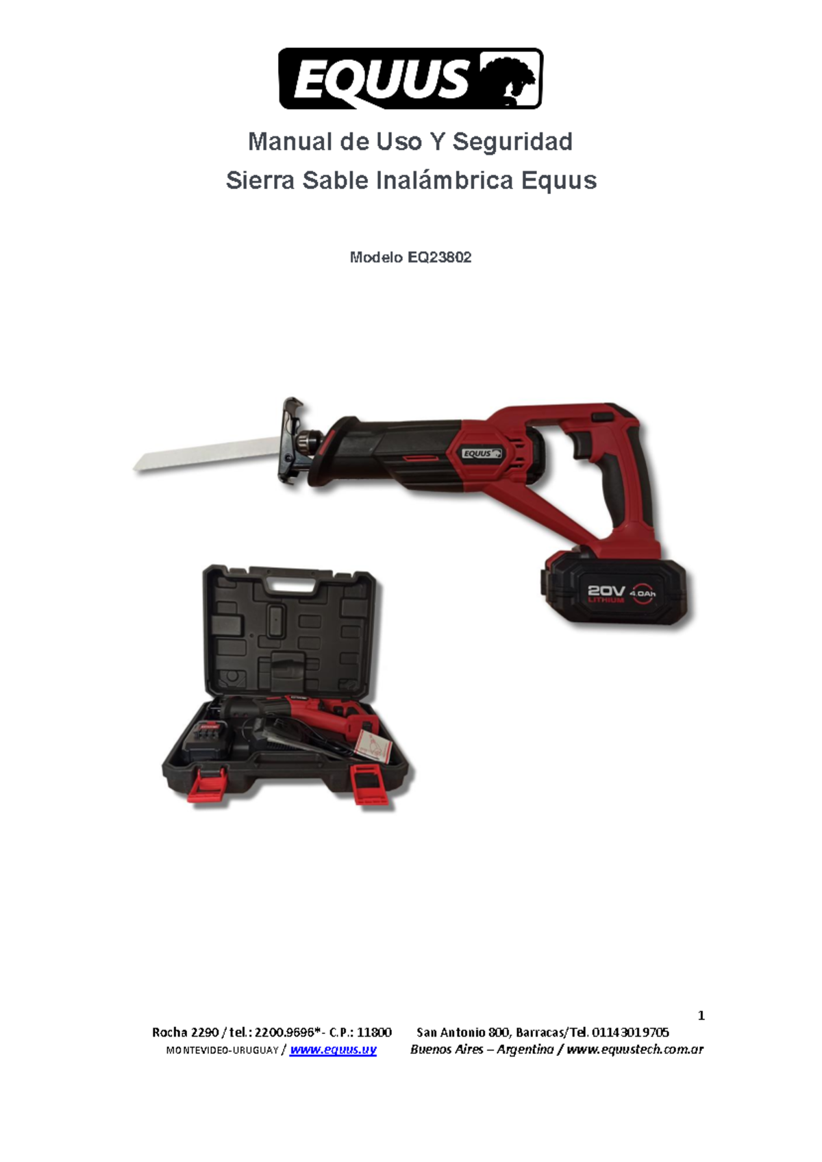 Manual de Uso Y Seguridad Sierra Sable 2 - 1 Rocha 2290 / tel.: 2200 ...