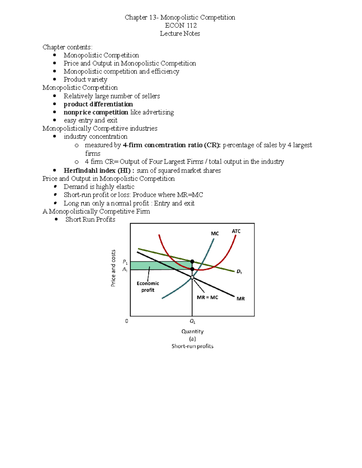 ECON 112- chapter 13 - Dr. Rajaram - Chapter 13- Monopolistic ...