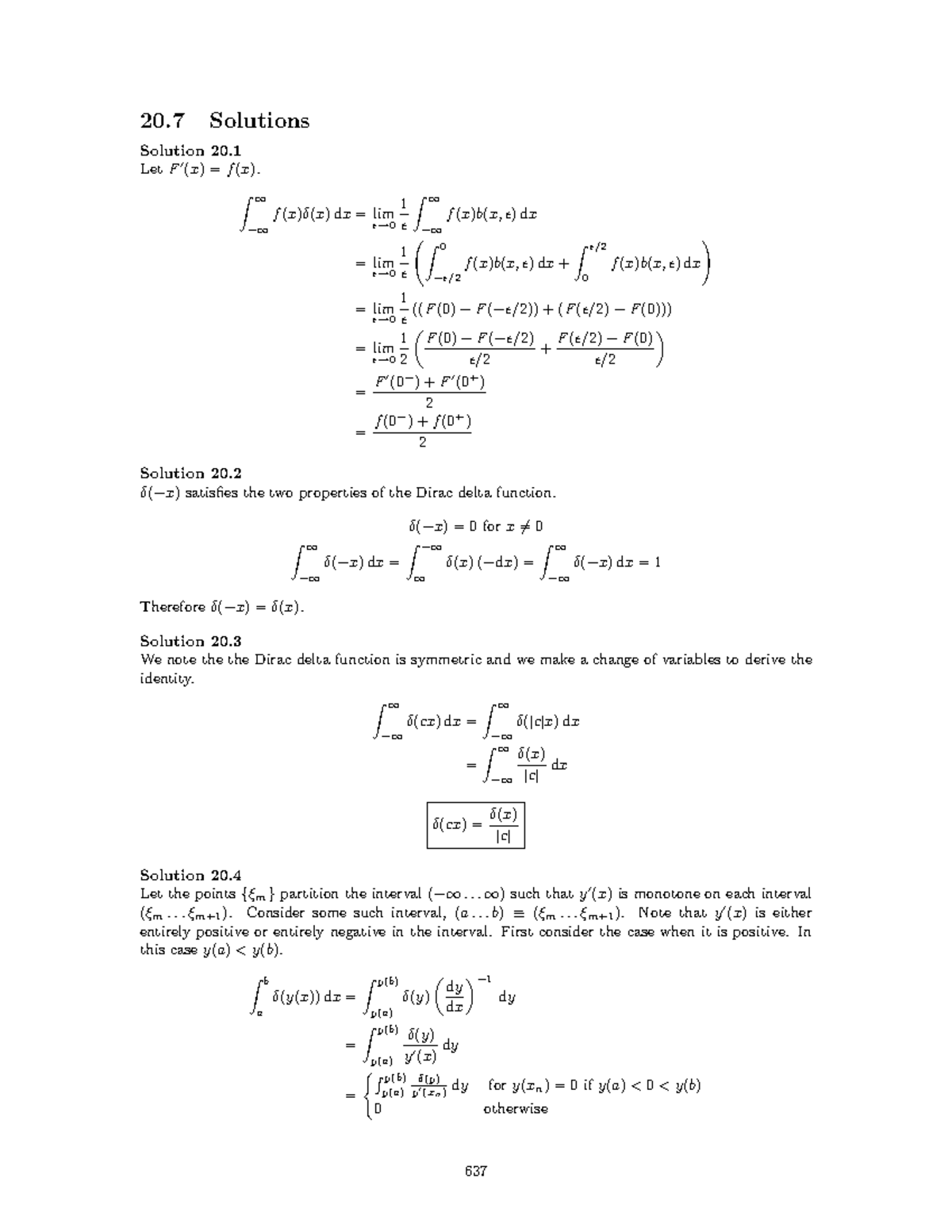 Ref MATH Adv Math Methods Sean Mauch-165 - 20 Solutions Solution 20 ...