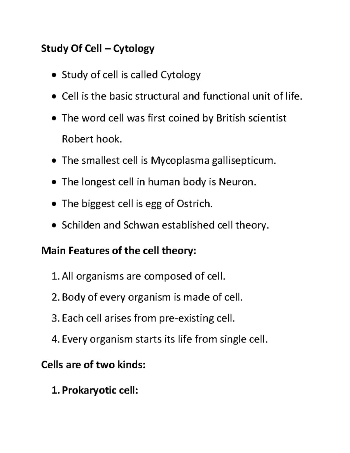 Types of cell and cell theory - Study Of Cell – Cytology Study of cell ...