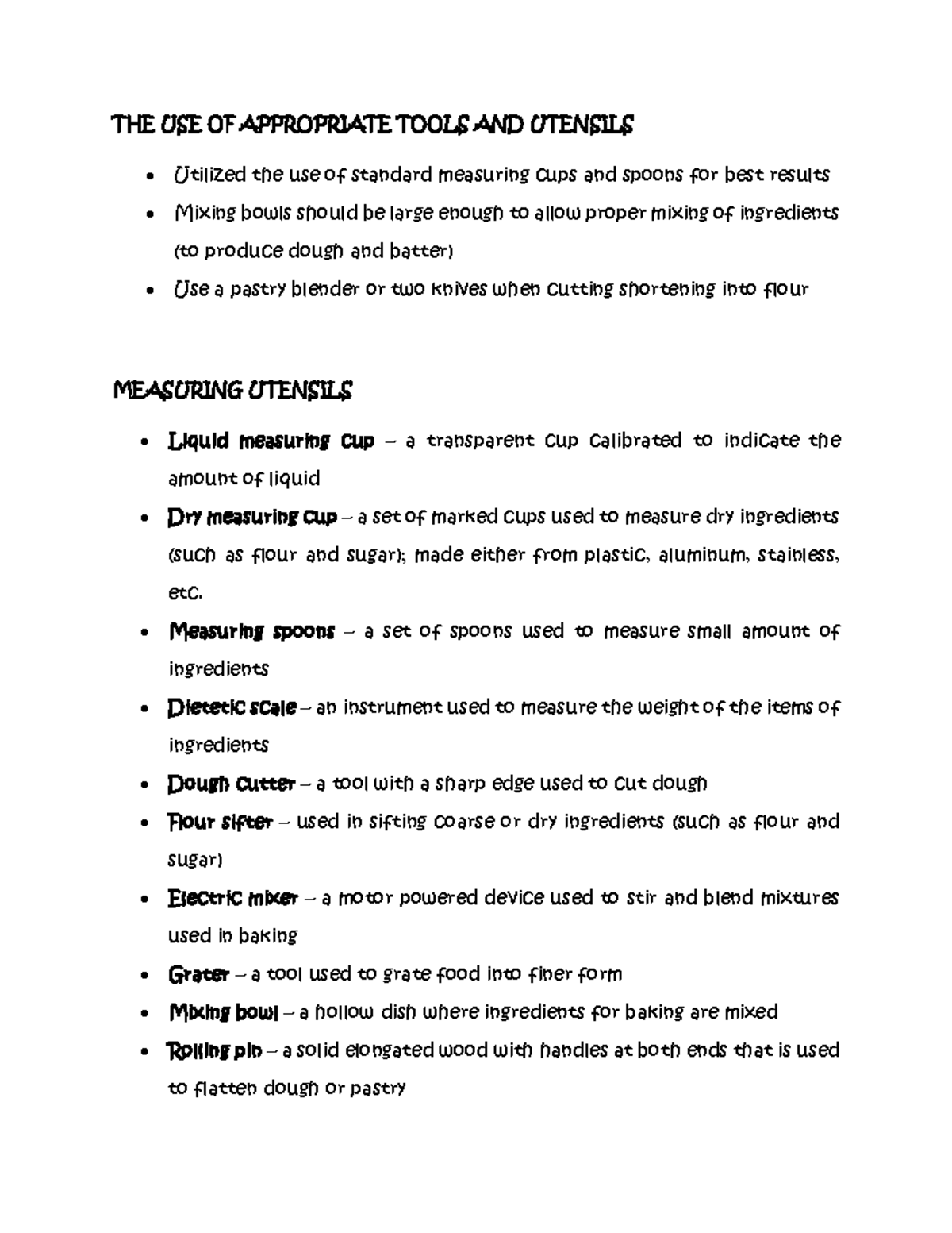 13. THE USE OF Appropriate Tools AND Utensils - THE USE OF APPROPRIATE ...