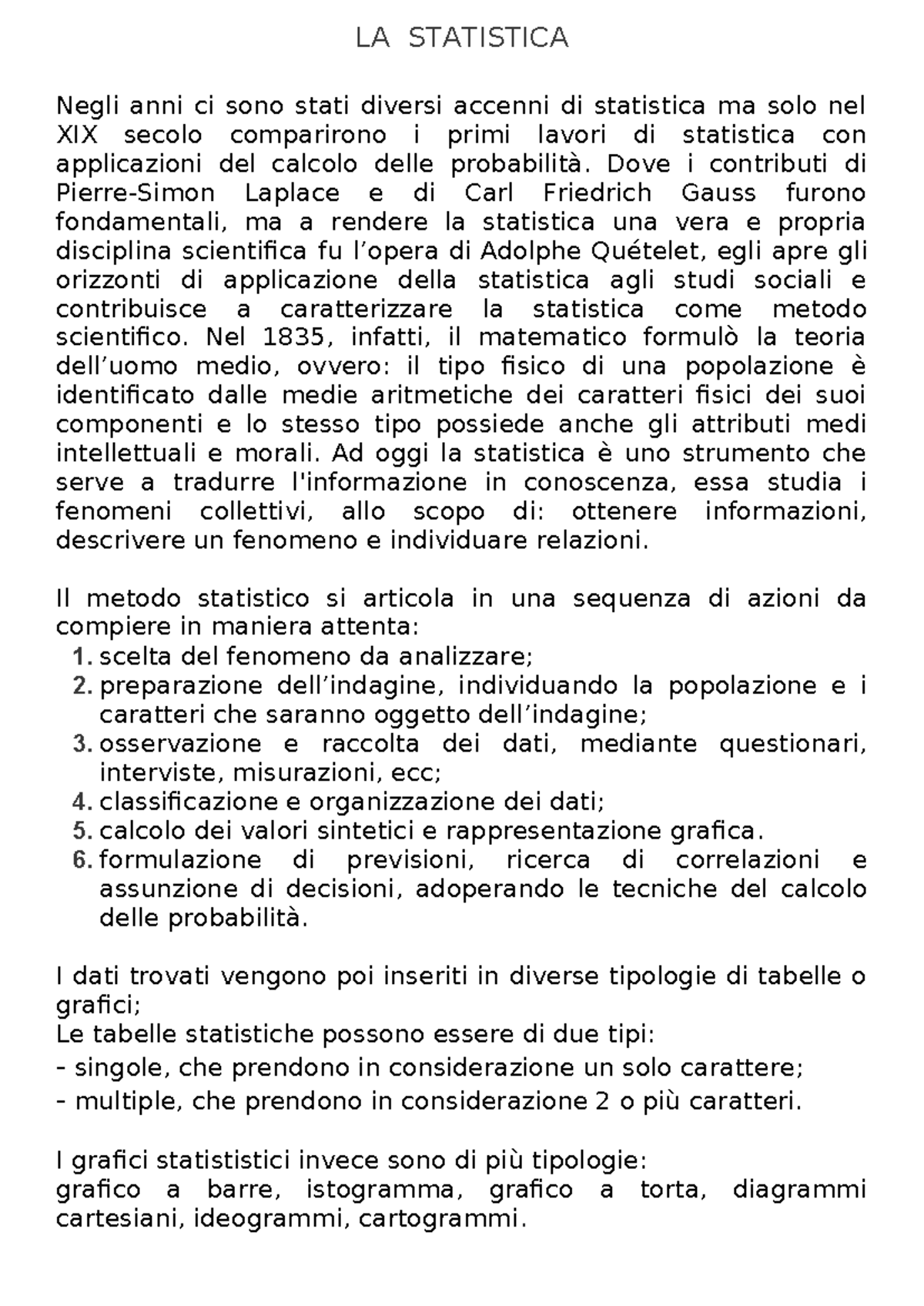 Statistica nella matematica - LA STATISTICA Negli anni ci sono stati ...