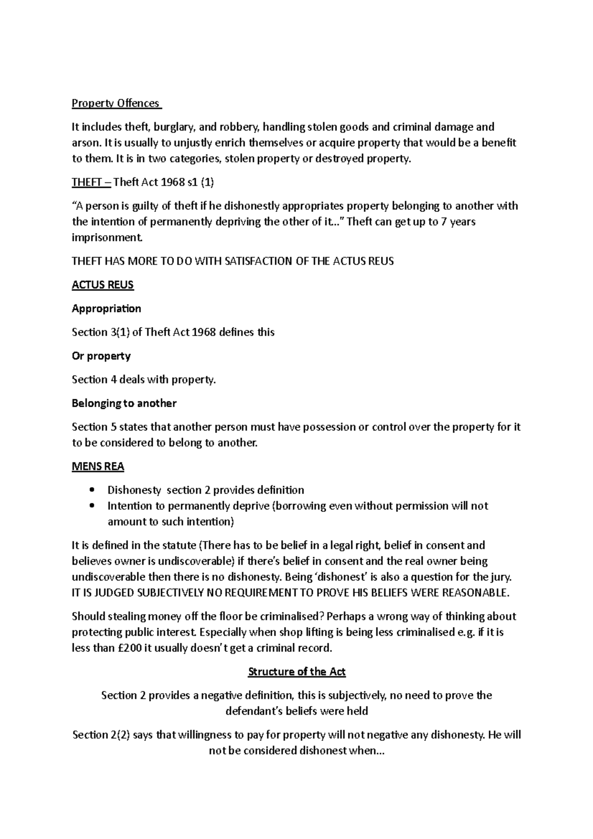 Property Offences - Property Ofences It includes thet, burglary, and ...