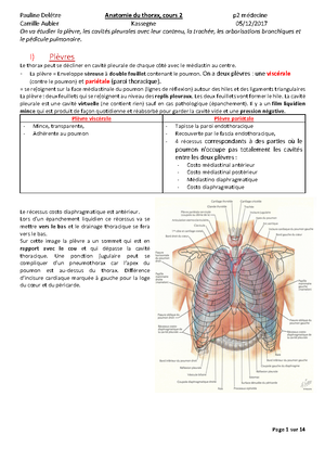 Cours 2 - Anatomie Thoracique - Warning: TT: undefined function: 32 Warning: TT: undefined ...