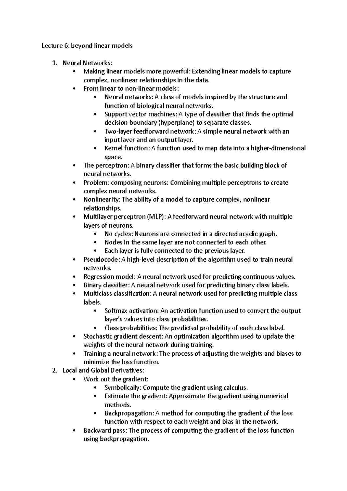 Lecture 6 Beyond Linear Models Neural Networks Making Linear Models More Powerful