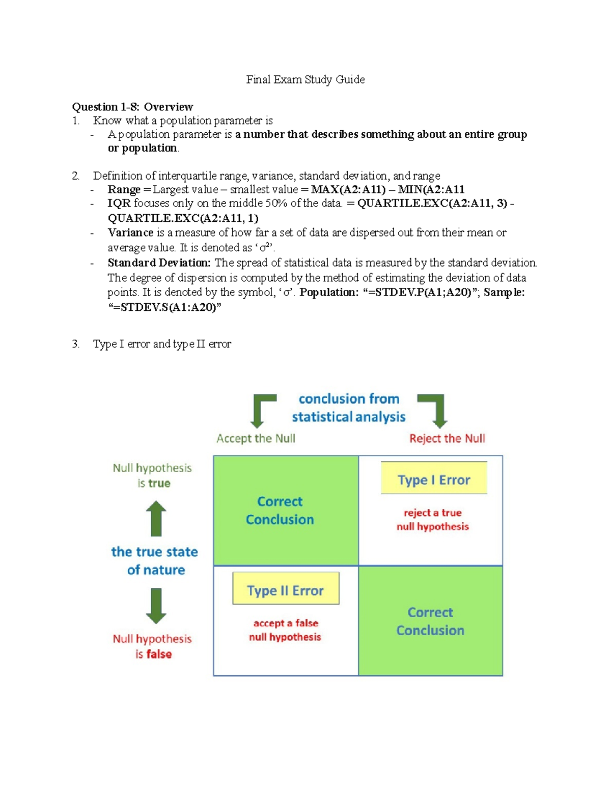 Final Exam Study Guide - Final Exam Study Guide Question 1-8: Overview ...