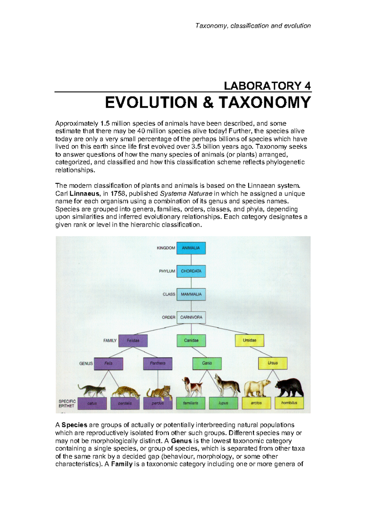 L4 Taxonomy evolution 2023 - LABORATORY 4 EVOLUTION & TAXONOMY ...