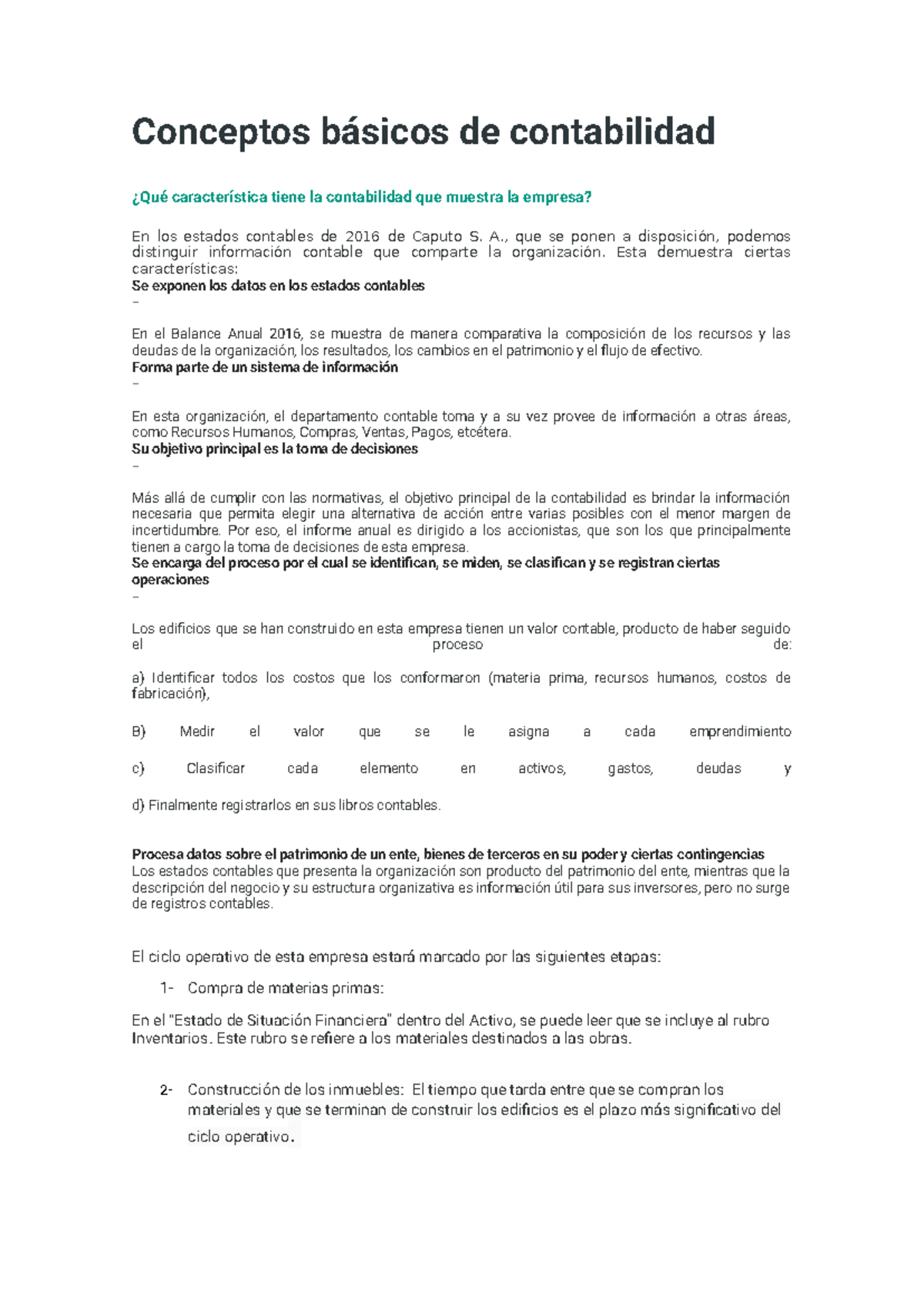 Conceptos básicos de contabilidad - Conceptos básicos de contabilidad ¿Qué característica tiene ...
