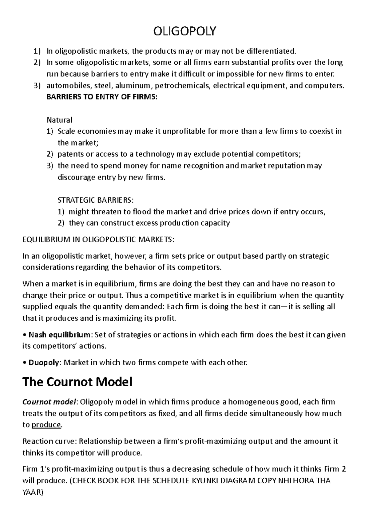 Oligopoly - MICROECONOMIC NOTES - OLIGOPOLY In oligopolistic markets ...