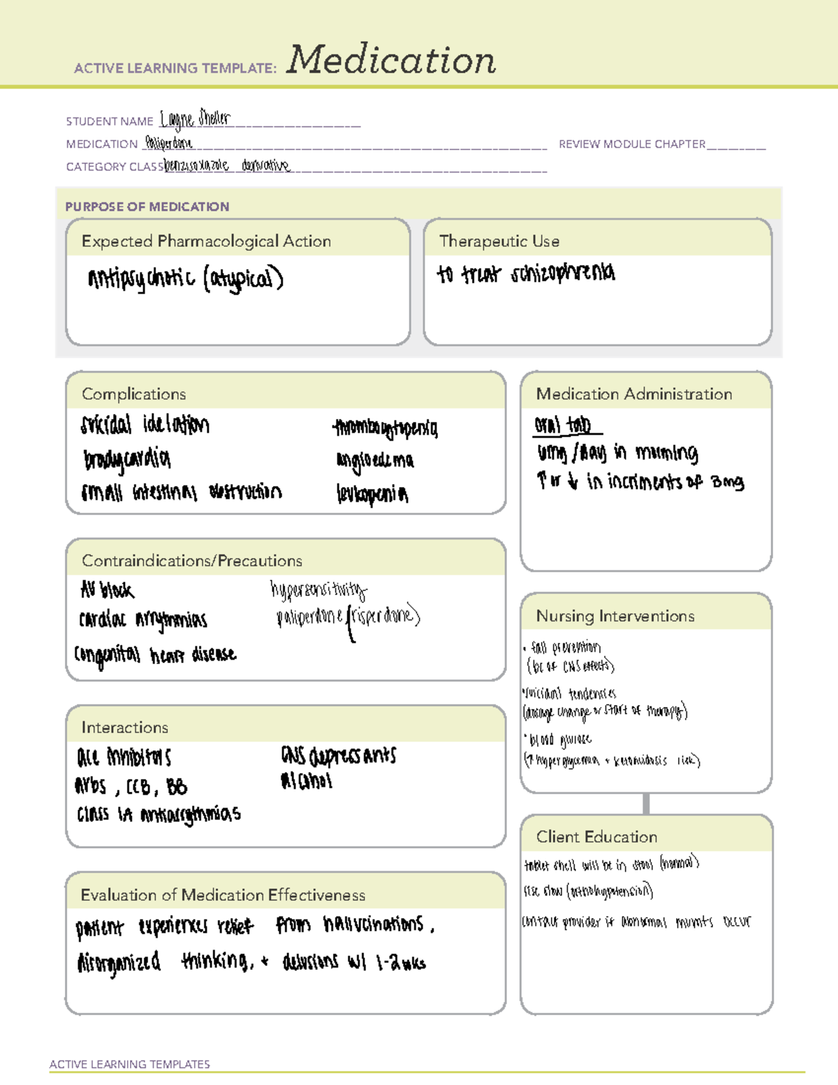Simulation schizophrenia - ACTIVE LEARNING TEMPLATES Medication STUDENT ...