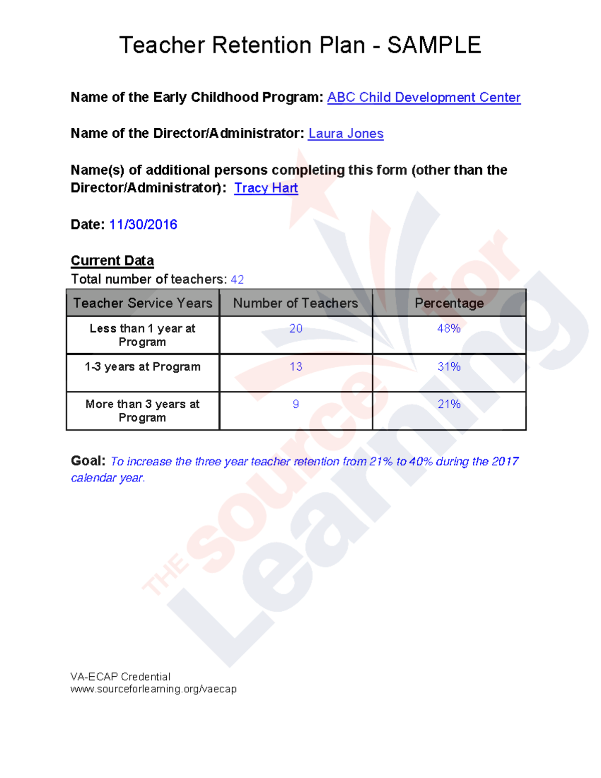 7-18-2017 Exampleof Teacher Retention Plan Form 1 - Teacher Retention ...
