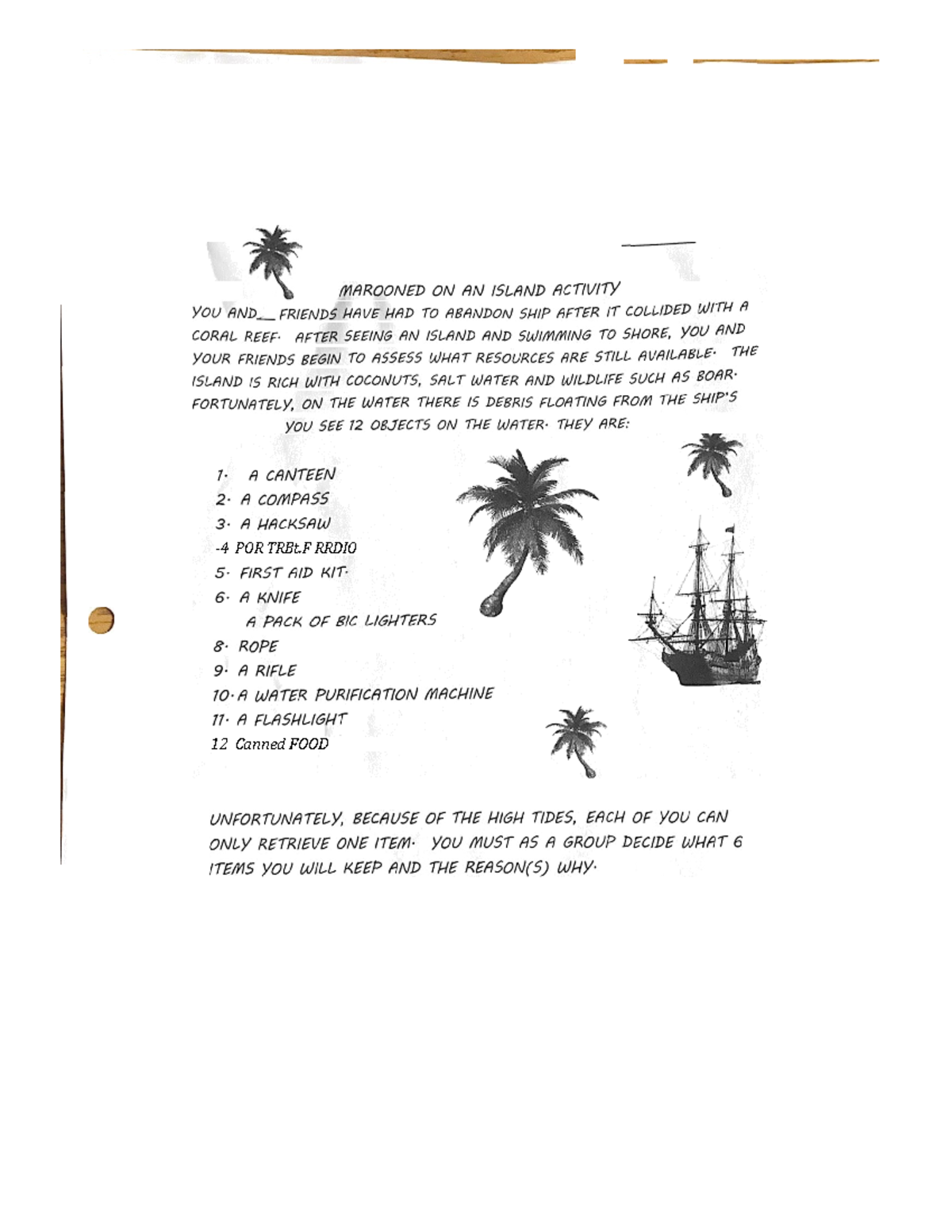 18. Marooned on an island activity - Bonus -4 POR TRBt RRDIO 12 Canned ...
