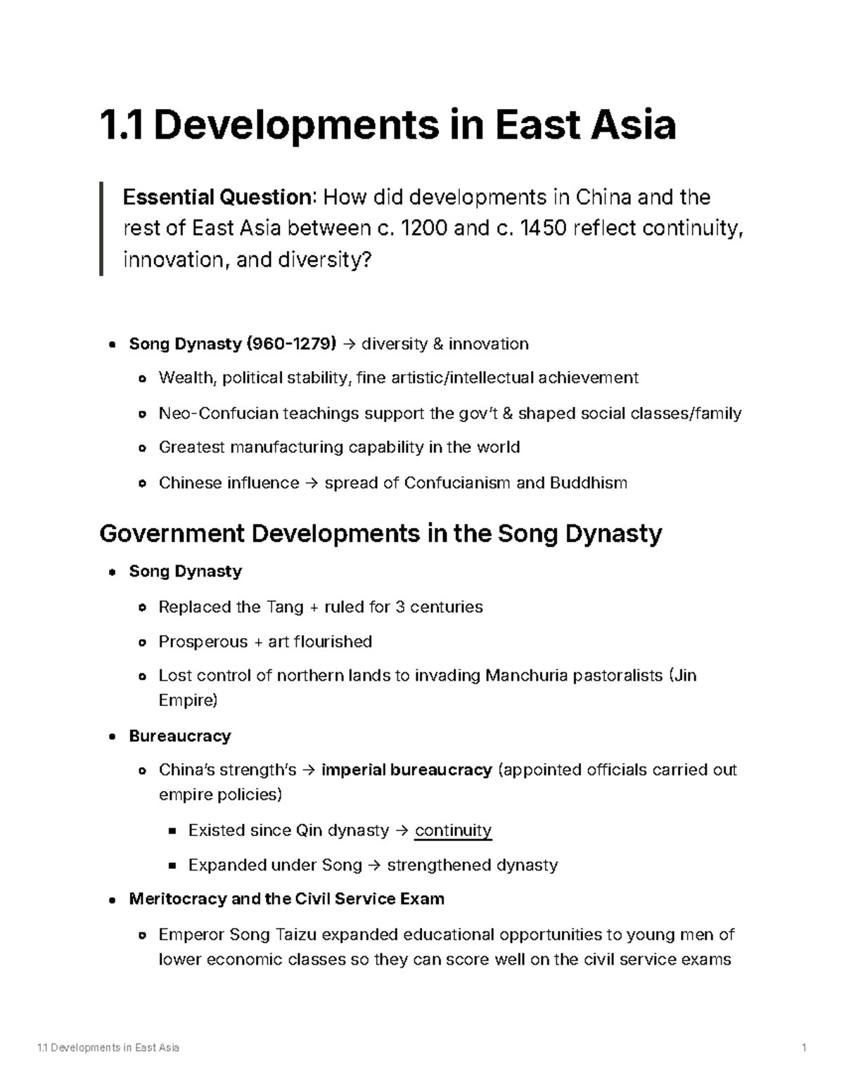 1.1 Amsco - Song China - 1 Developments in East Asia Essential Question ...