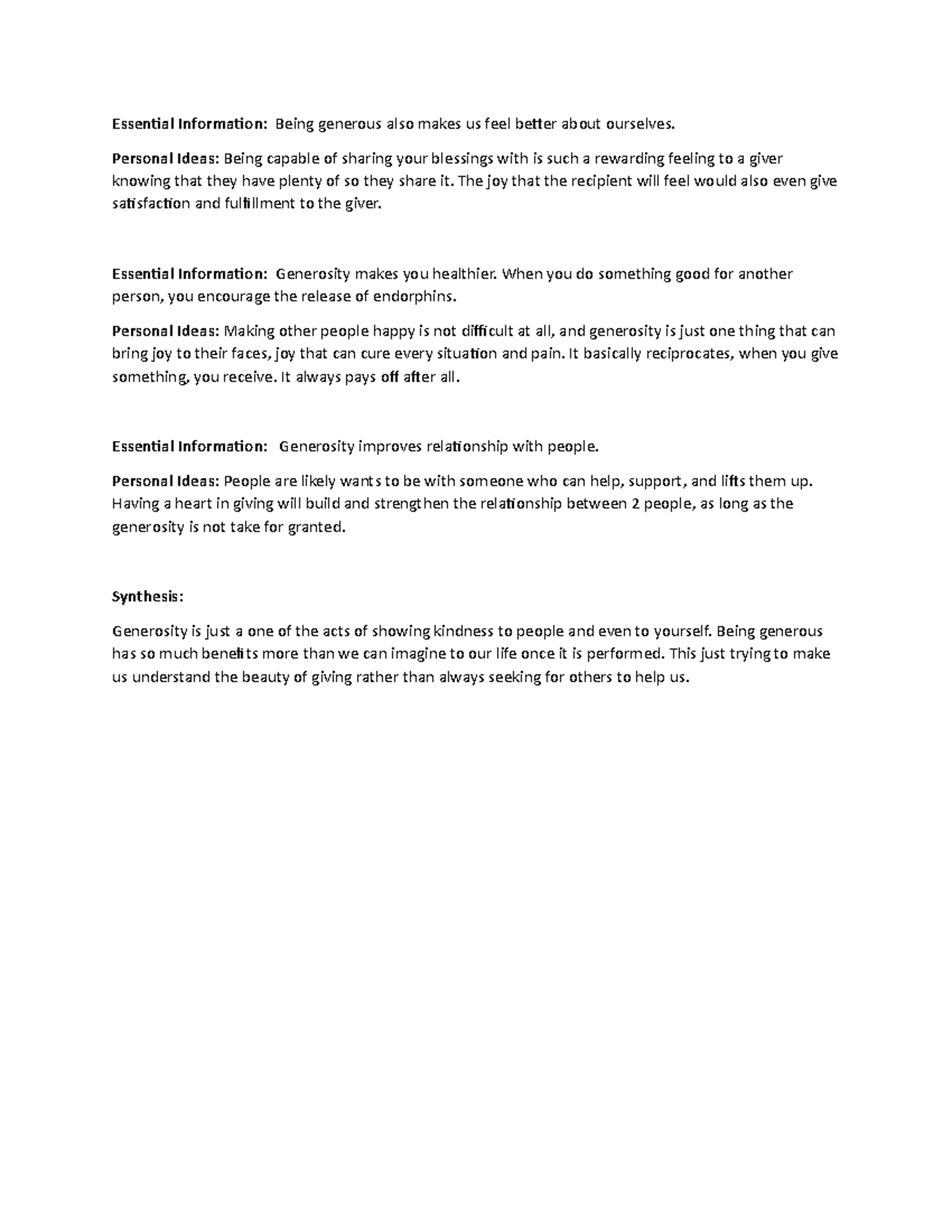 Essential Information - Personal Ideas: Being capable of sharing your ...