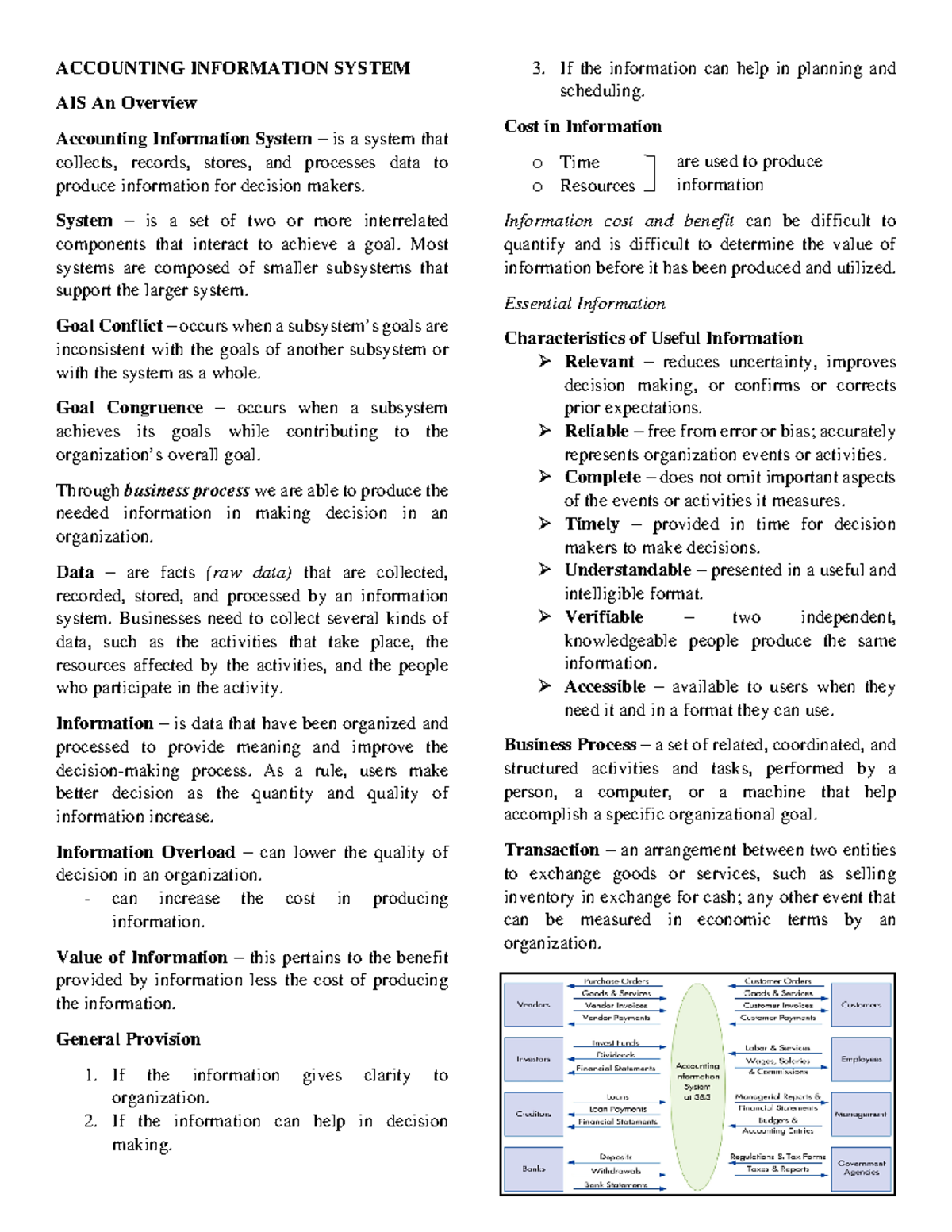 AIS-reviewer - Revieweer - ACCOUNTING INFORMATION SYSTEM AIS An ...