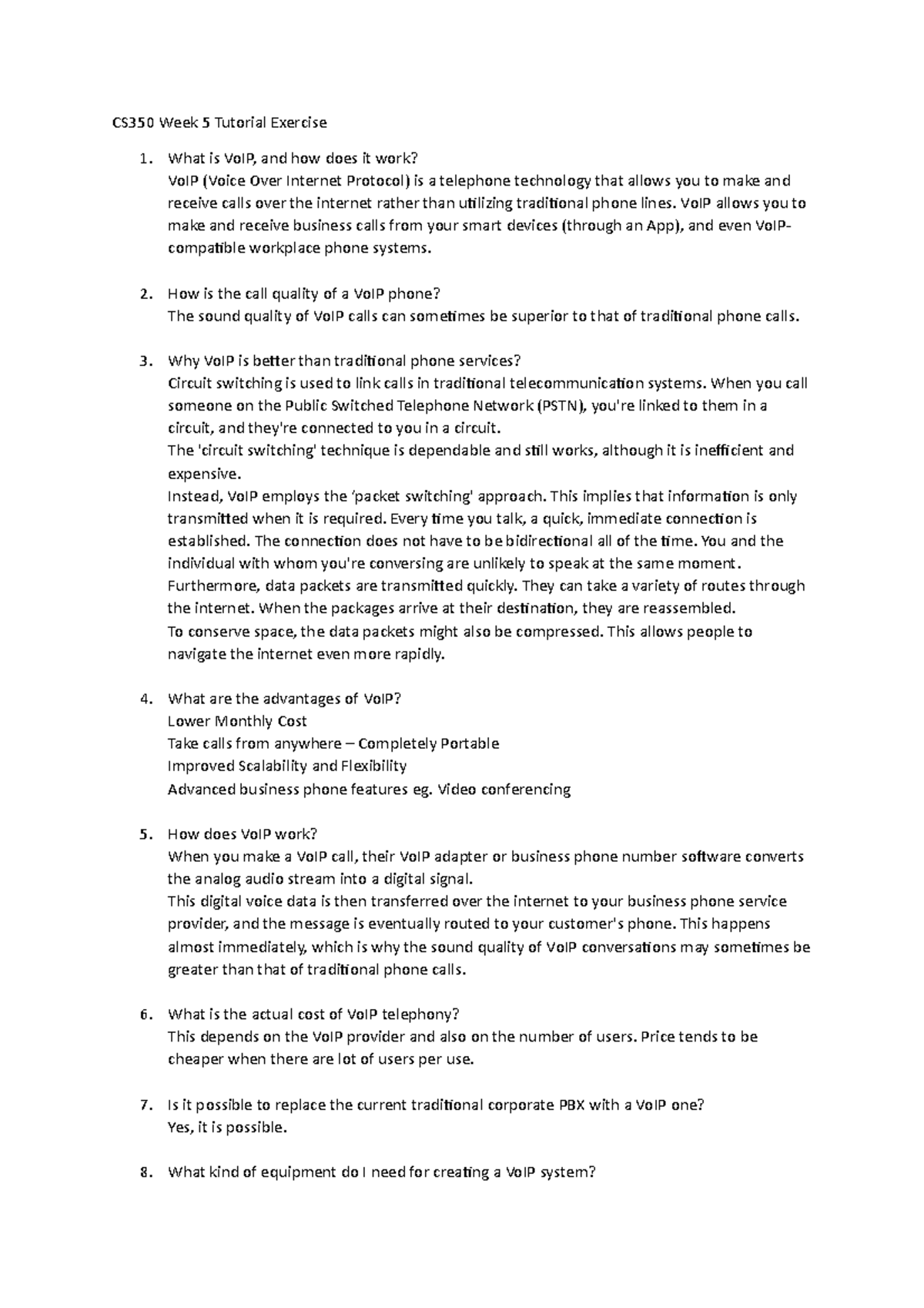 CS350 Week 5 Tutorial Exercise and solutions - CS350 Week 5 Tutorial ...