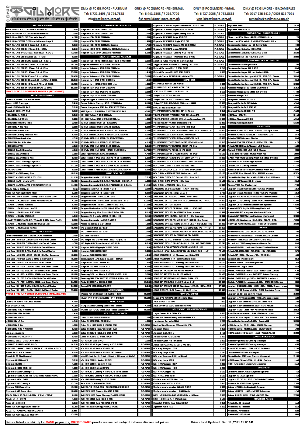 PC Gilmore Pricelist as of 12 14 2021 - AMD A10-9700 APU 3 with Radeon ...