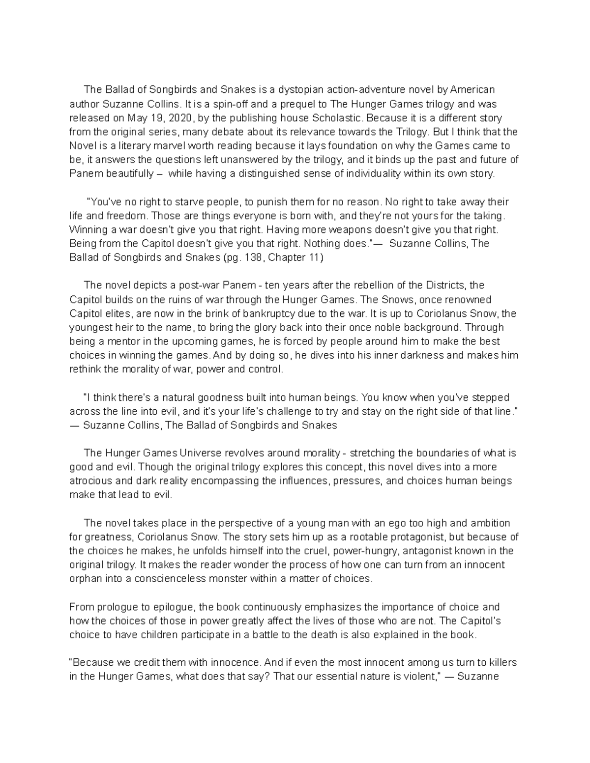 The Ballad of Songbirds and Snakes is a dystopian action-adventure ...