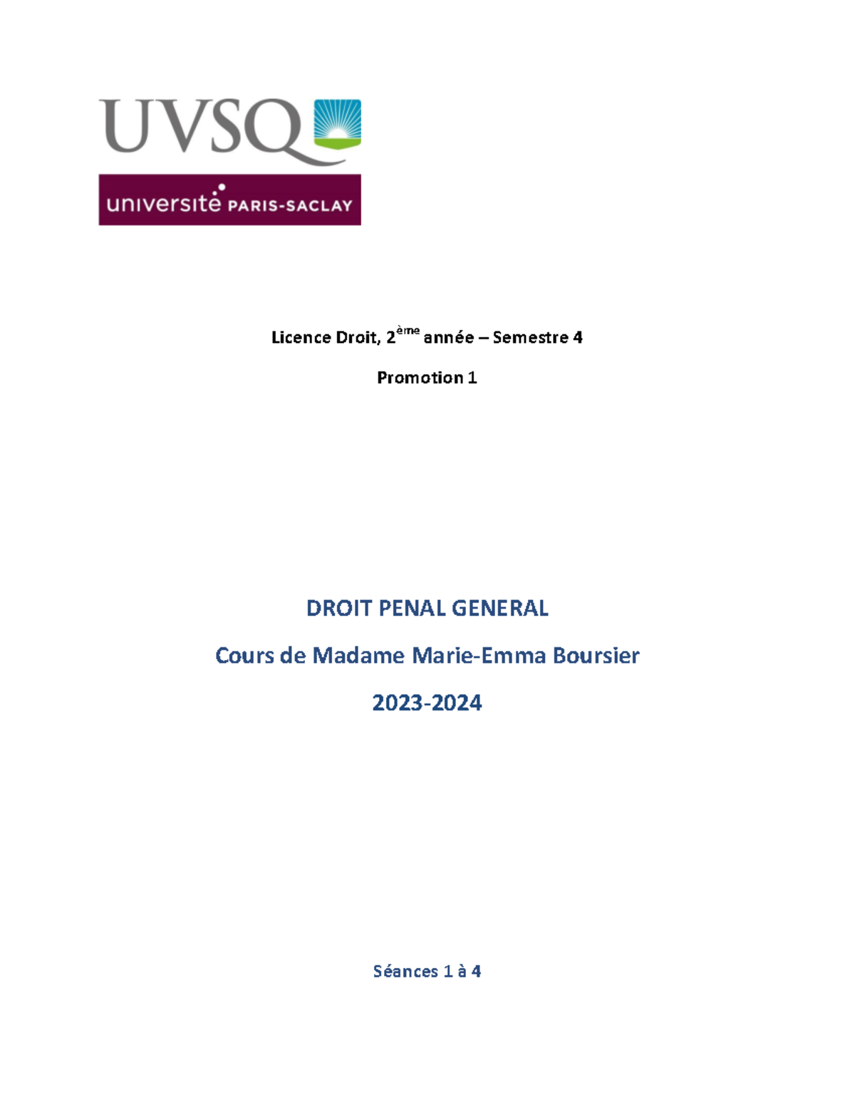 Fascicule 2023-2024 Seances 1 A 4 ME Bousrier - Licence Droit, 2ème année – Semestre 4 Promotion ...
