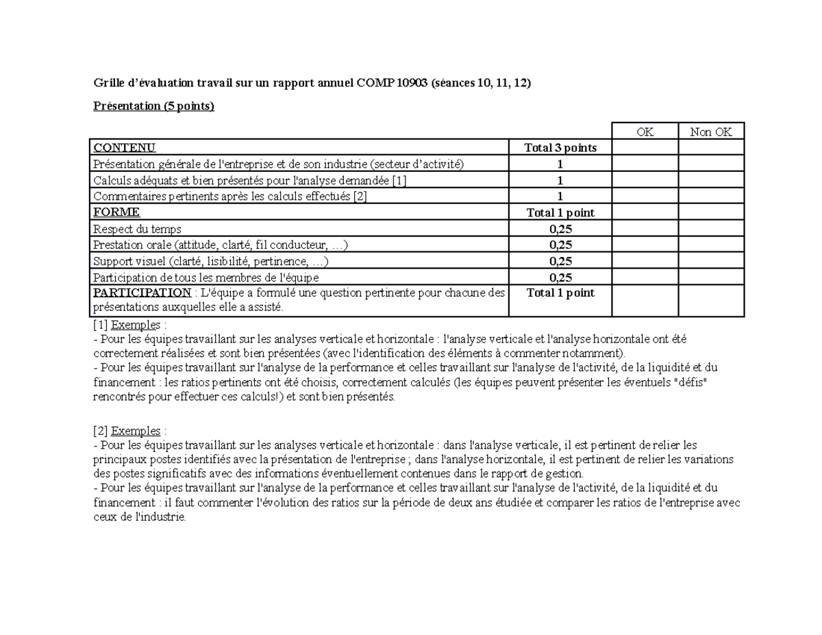 10903 Grille évaluation travail rapport annuel - Grille d’évaluation ... 10903 Grille évaluation travail rapport annuel - Grille d’évaluation ...