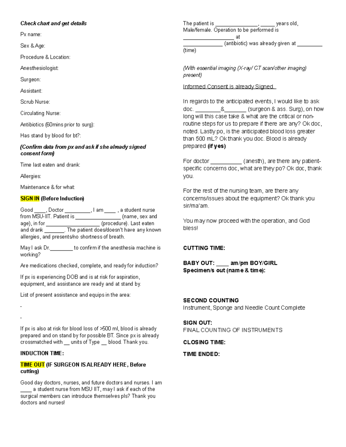 Circu-script-final - Tgg - Check chart and get details Px name: Sex ...