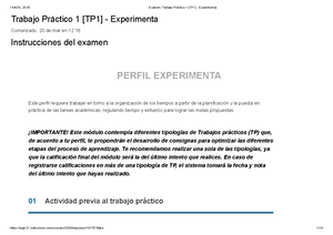Trabajo Práctico 1 [TP1] desarrollo - 5 puntos De acuerdo a lo aprendido, ¿qué es lo que se ...