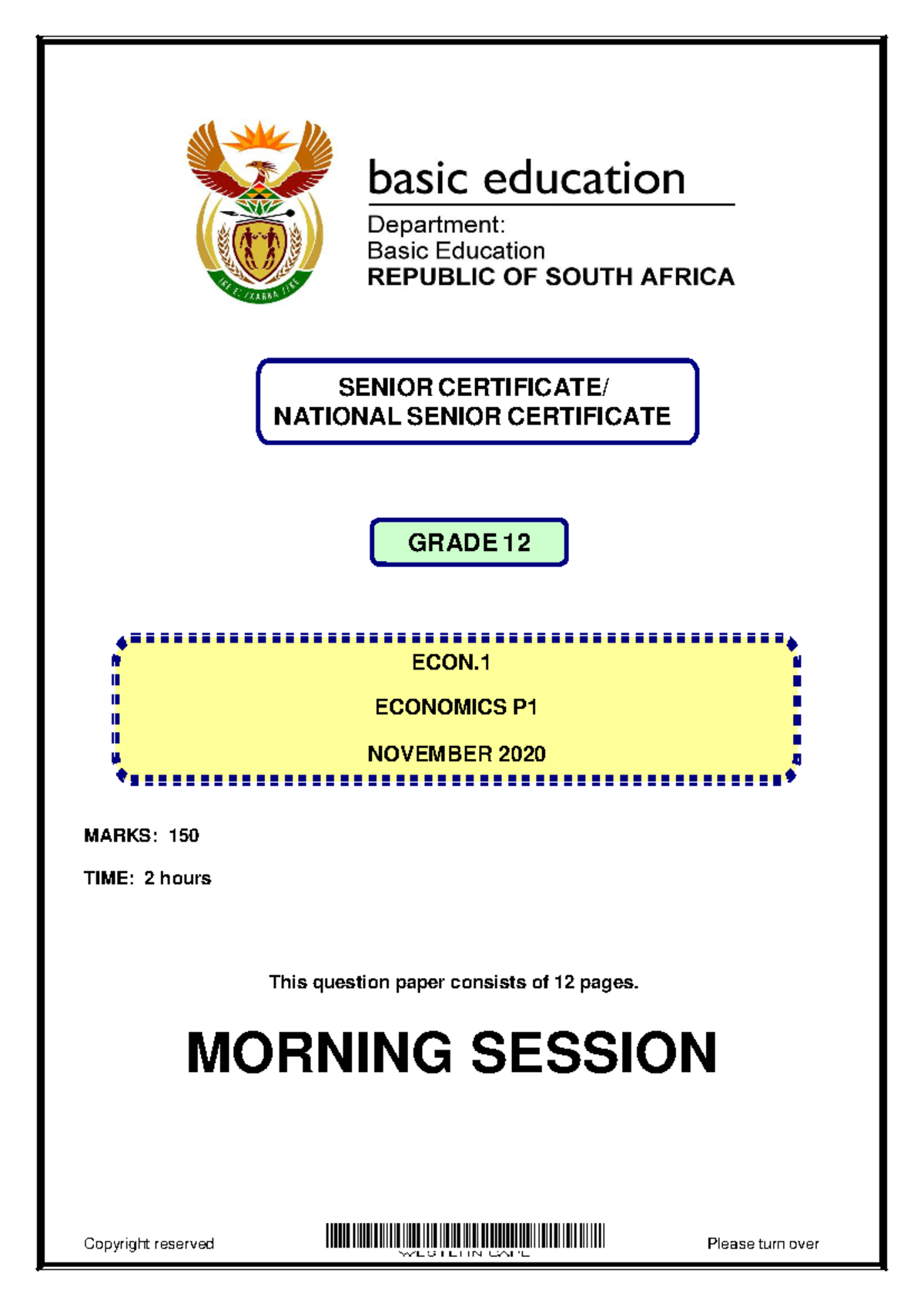 Economics P1 Nov 2020 Eng-1 - SENIOR CERTIFICATE/ NATIONAL SENIOR ...