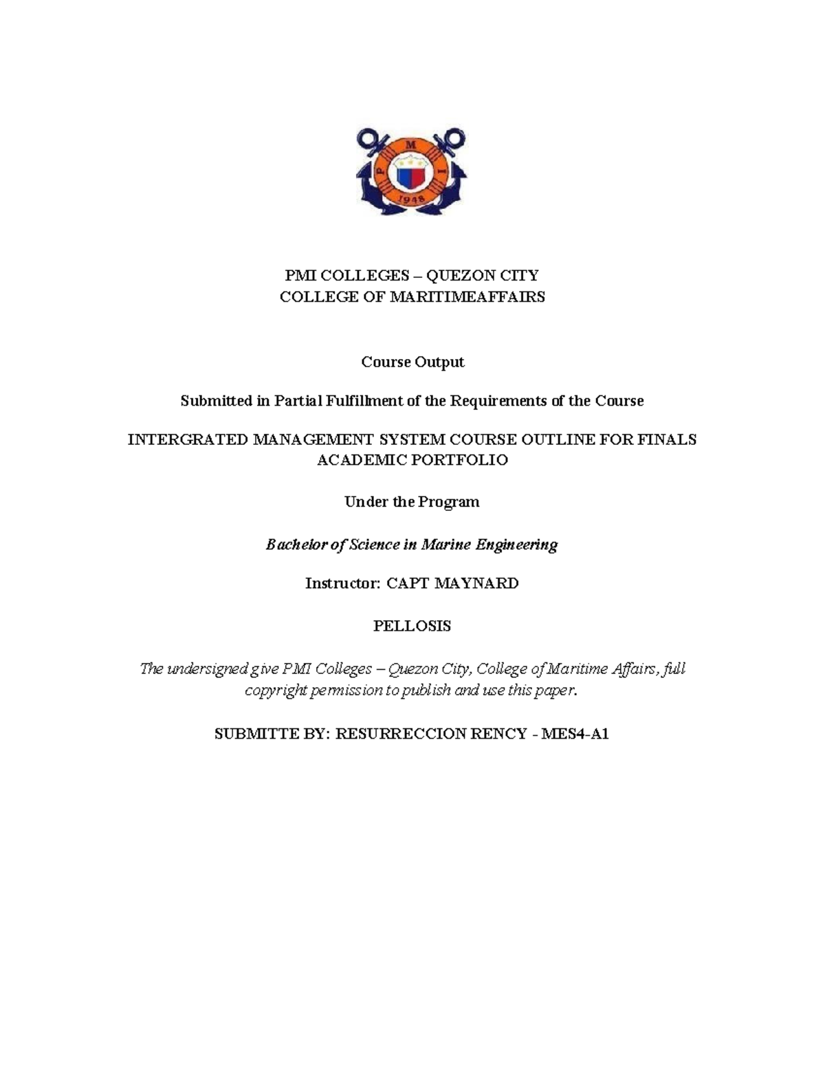 Resurreccion-MGNT 2- Prelim- Portfolio - Marine Engineering - PMI ...
