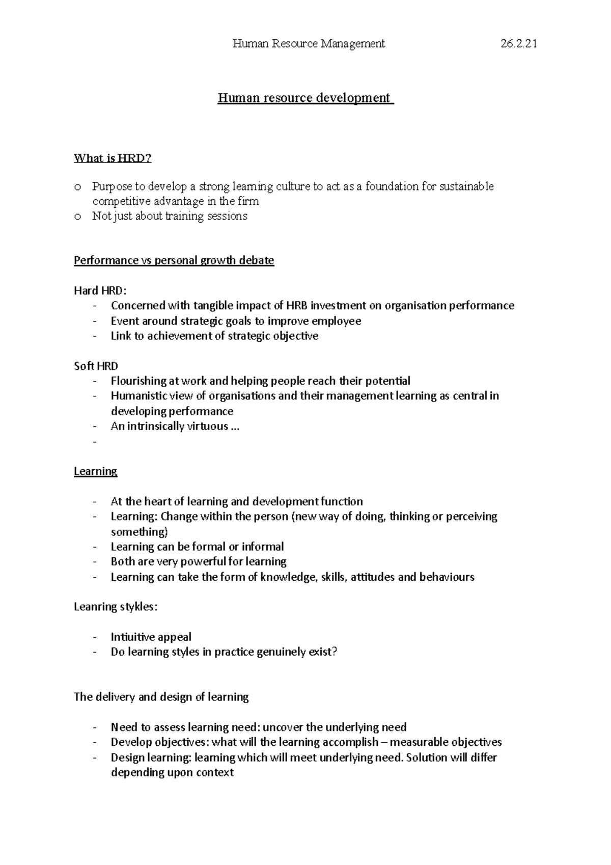 Human resource development - Human Resource Management 26. Human ...
