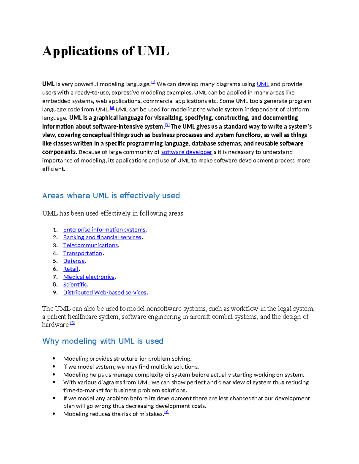 Applications of UML - [1] We can develop many diagrams using UML and ...