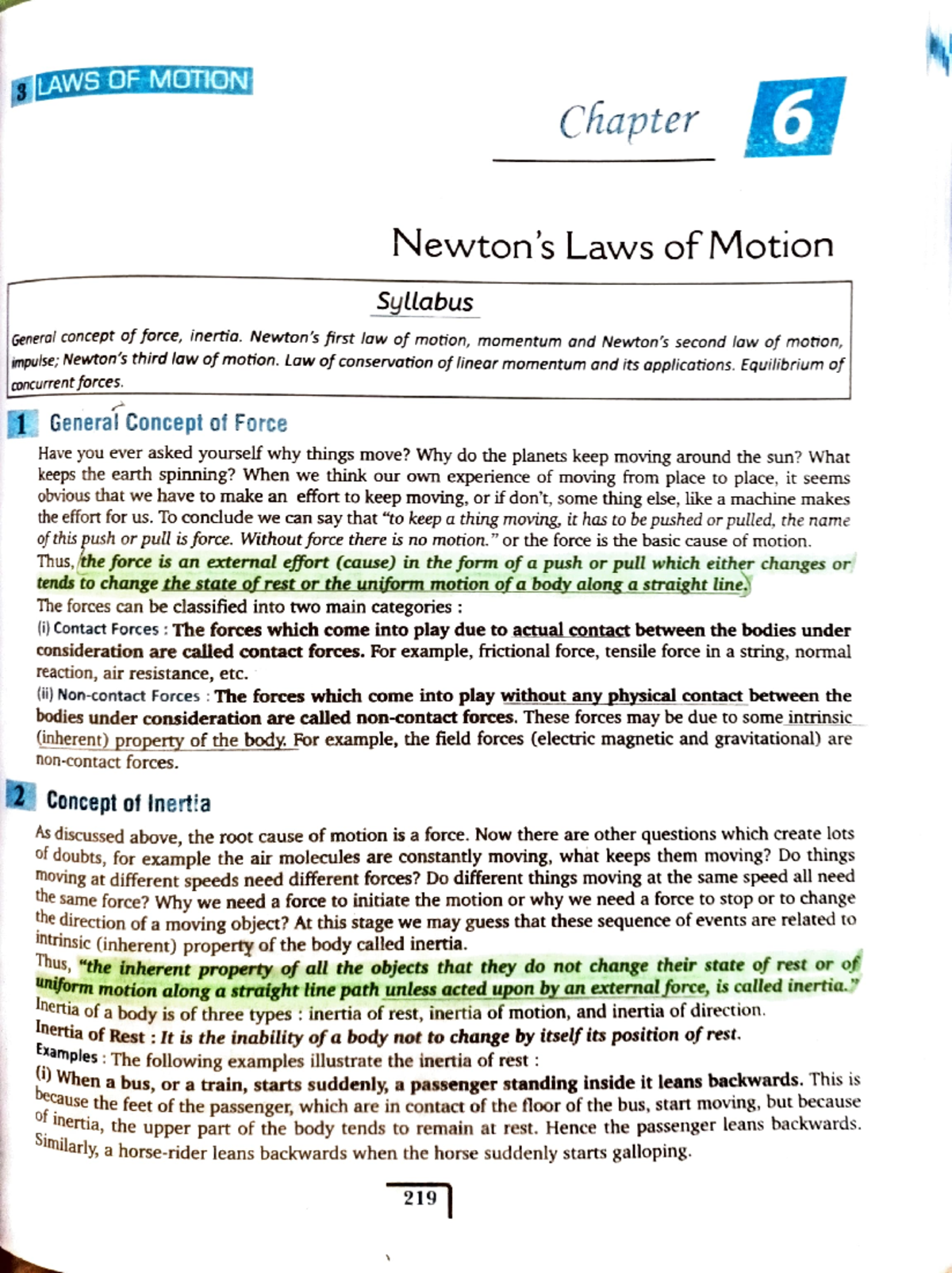 6. Laws of Motion - SLAWS OF MOTION General Concept of Force Syllabus ...