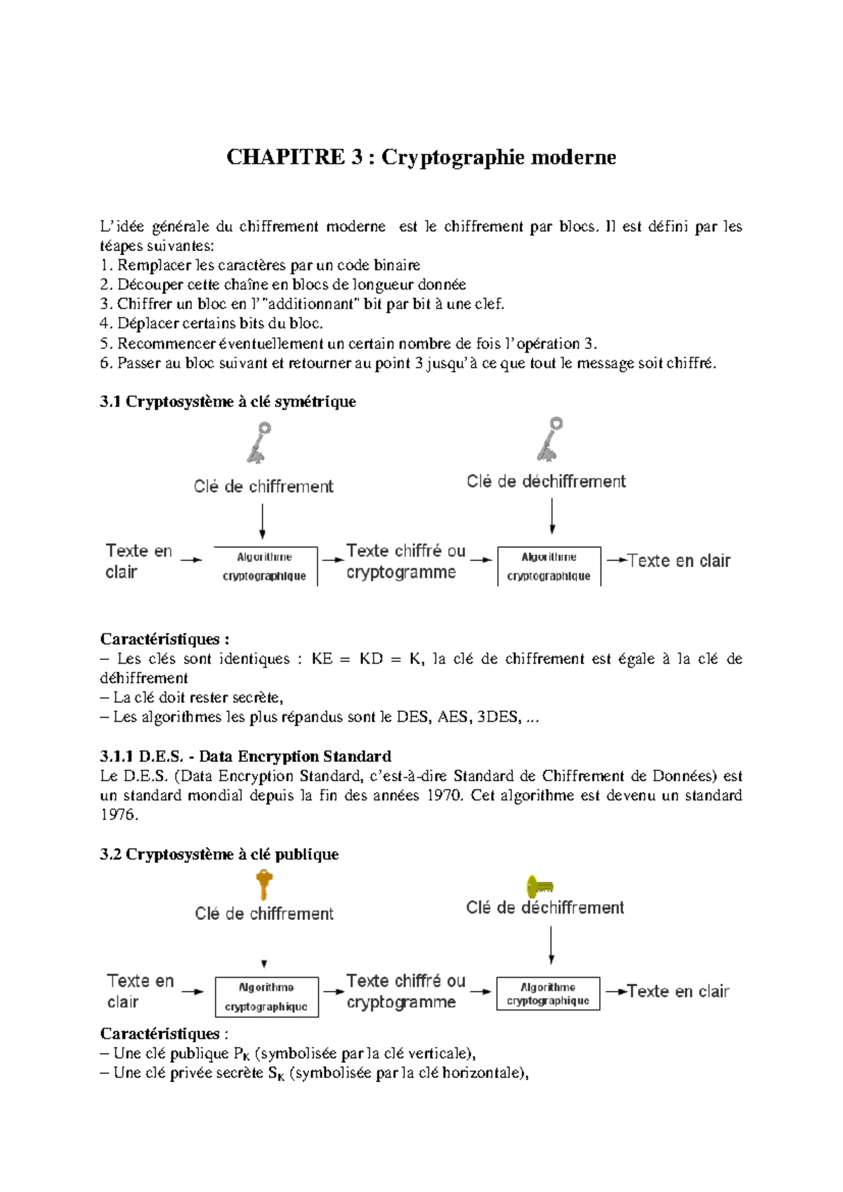 Cryptographie mod erne - CHAPITRE 3 : Cryptographie moderne L’idée générale du chiffrement ...