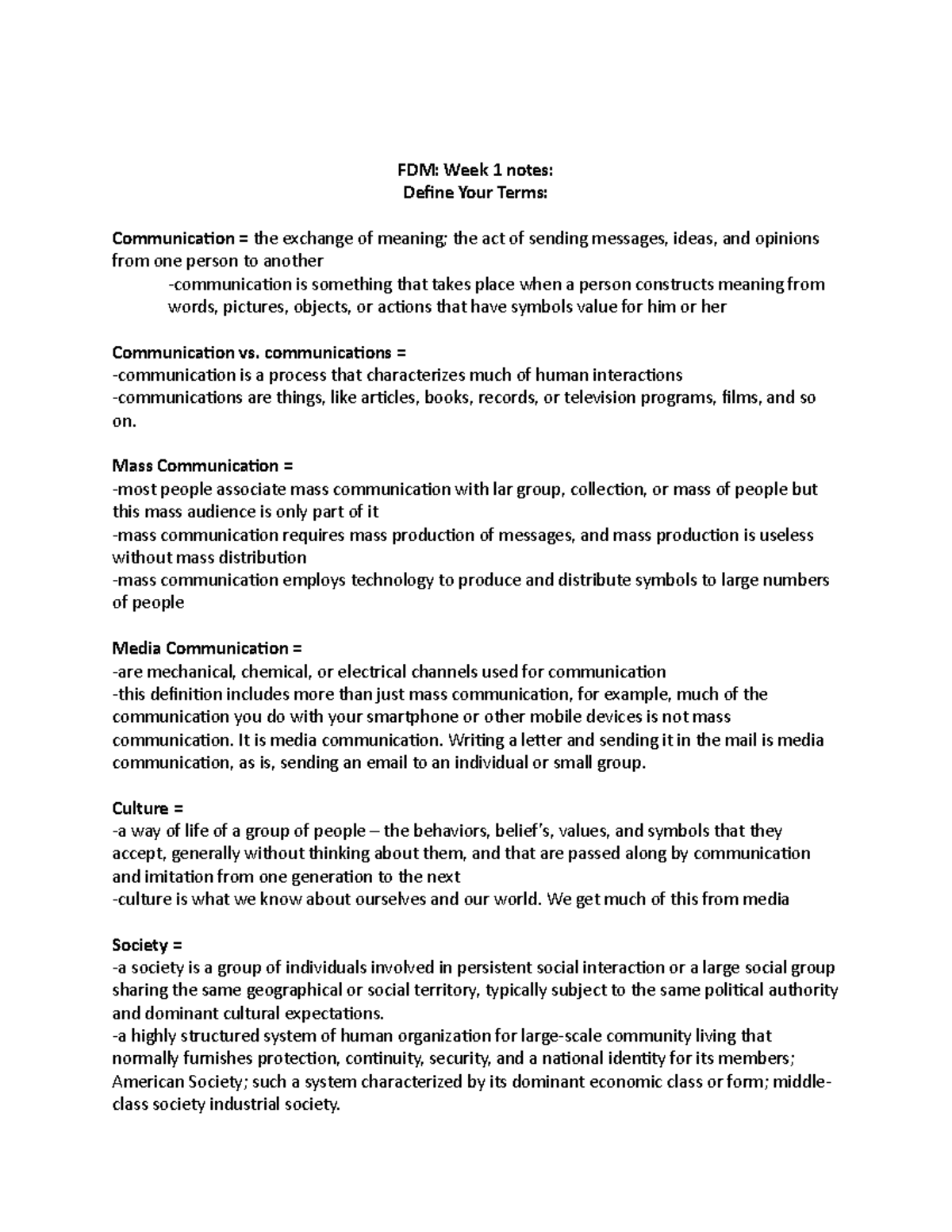 FDM - week 1 notes - FDM: Week 1 notes: Define Your Terms ...