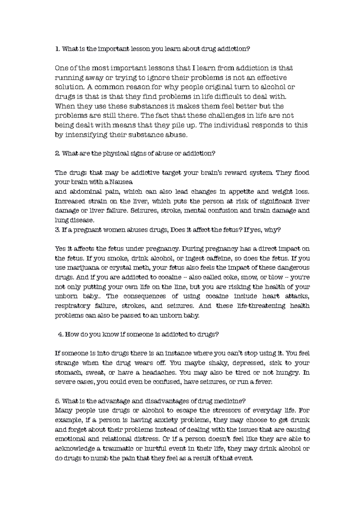 DRUG Education - Please - What is the important lesson you learn about ...