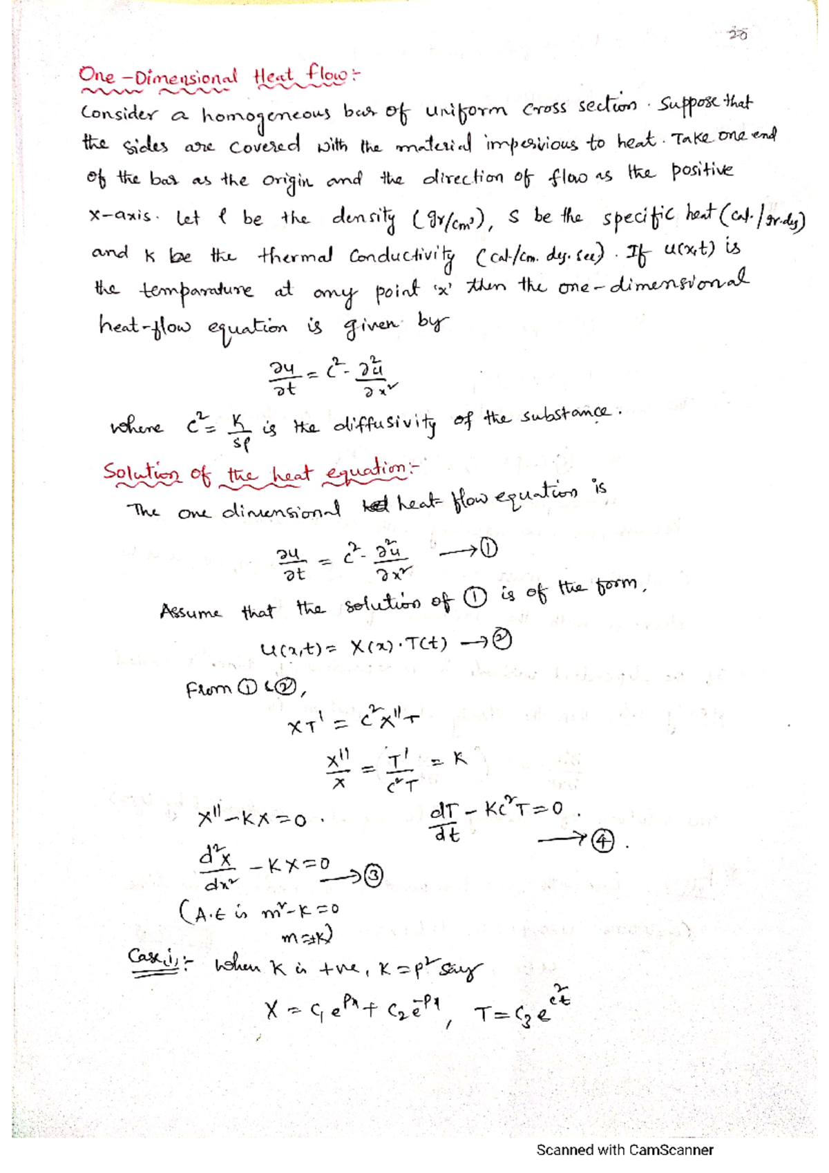 One dimensional Heat equation 1 - Applicable Mathematics - Studocu