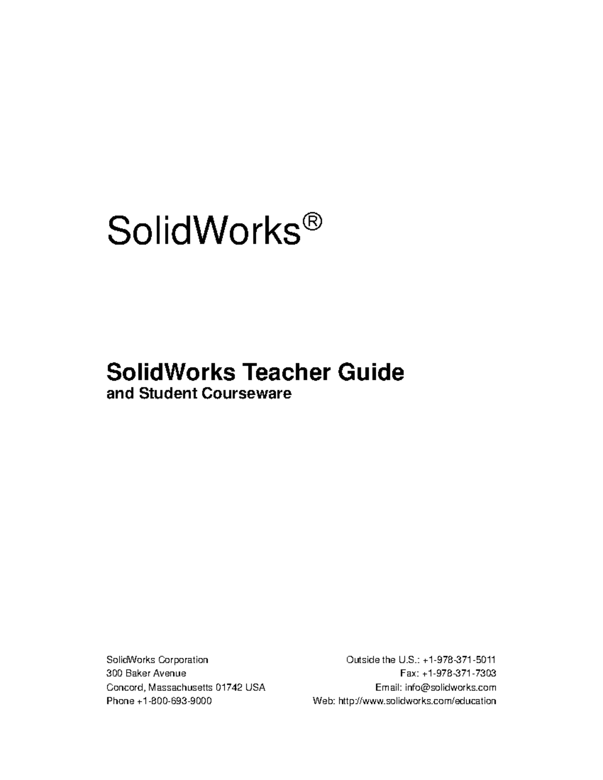 2006-2007 swteacherguidesample - SolidWorks ® SolidWorks Teacher Guide ...