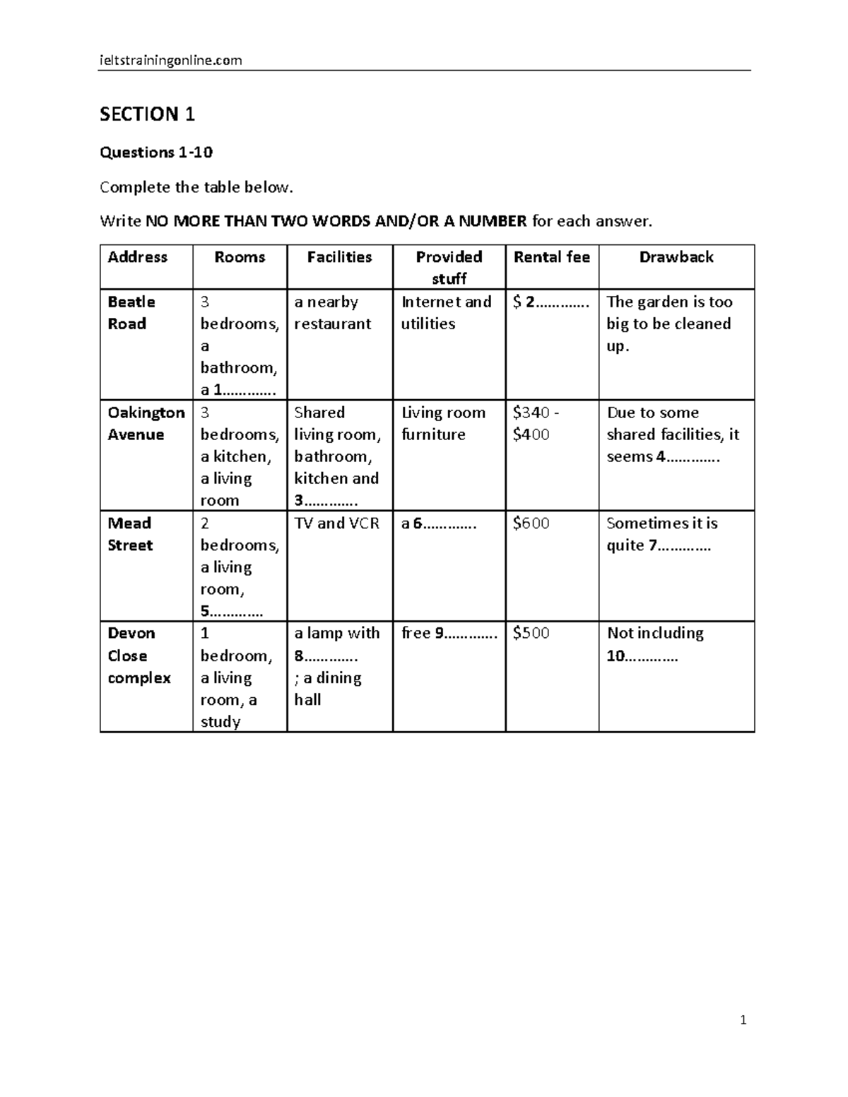 Ielts Recent Actual Test With Answers Practice Test 33 1 5 - SECTION 1 ...