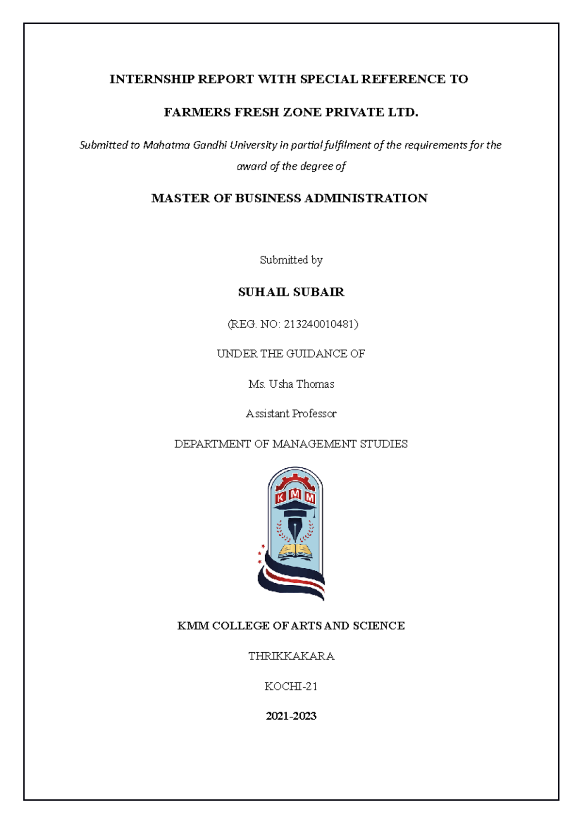 Internship report - INTERNSHIP REPORT WITH SPECIAL REFERENCE TO FARMERS ...