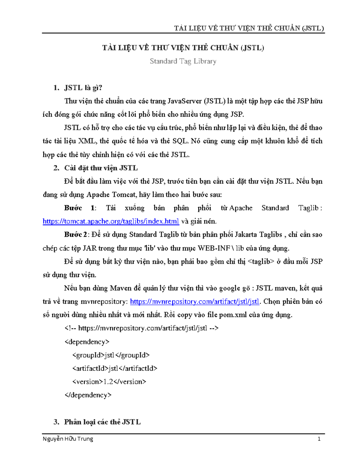 Tài liệu giảng dạy JSTL - sssss - TÀI LIỆU VỀ THƯ VIỆN THẺ CHUẨN (JSTL) Standard Tag Library ...