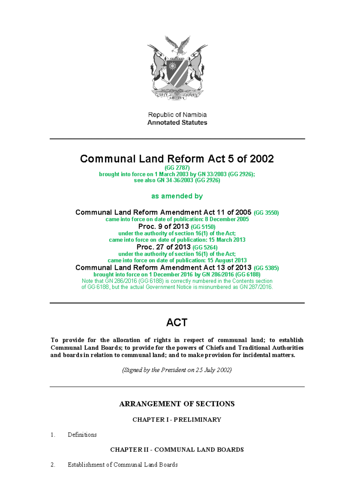 Communal Land Reform Act 5 of 2002 - Communal Land Reform Act 5 of 2002 ...