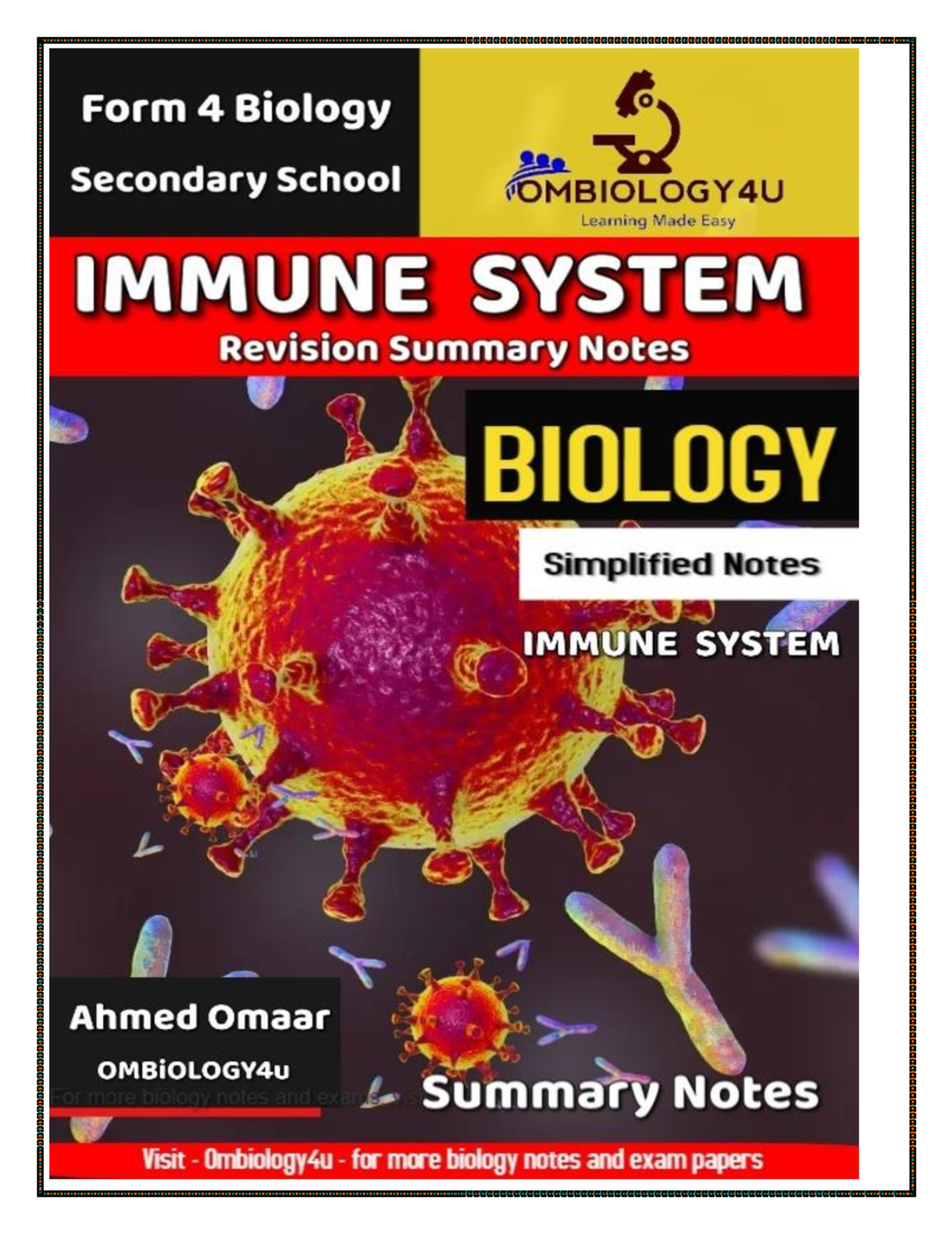 Immune System Biology Summary Notes For Exam Practices -Ombiology 4u ...