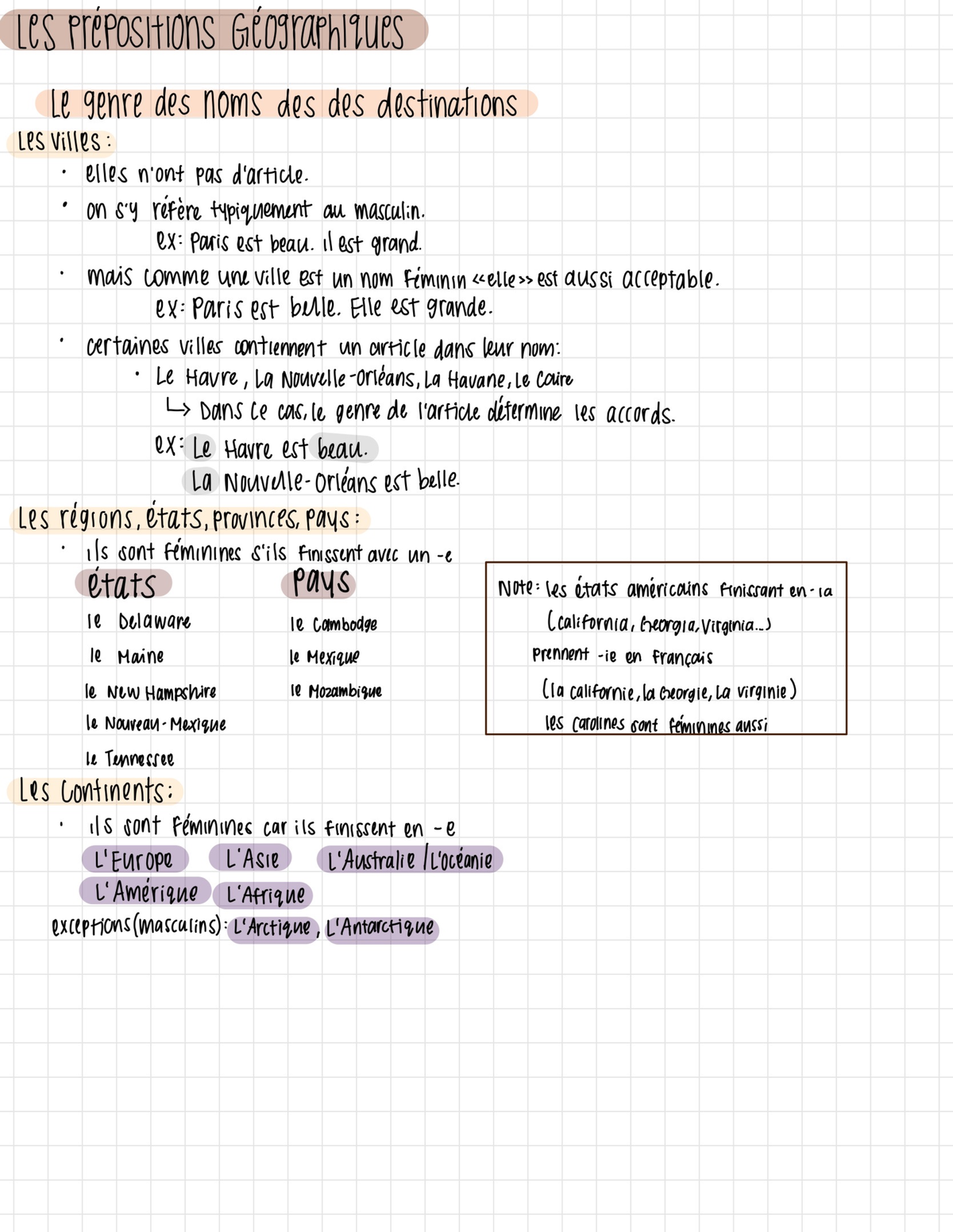 Les Prépositions Géographiques -2 - FREN 209 - Studocu
