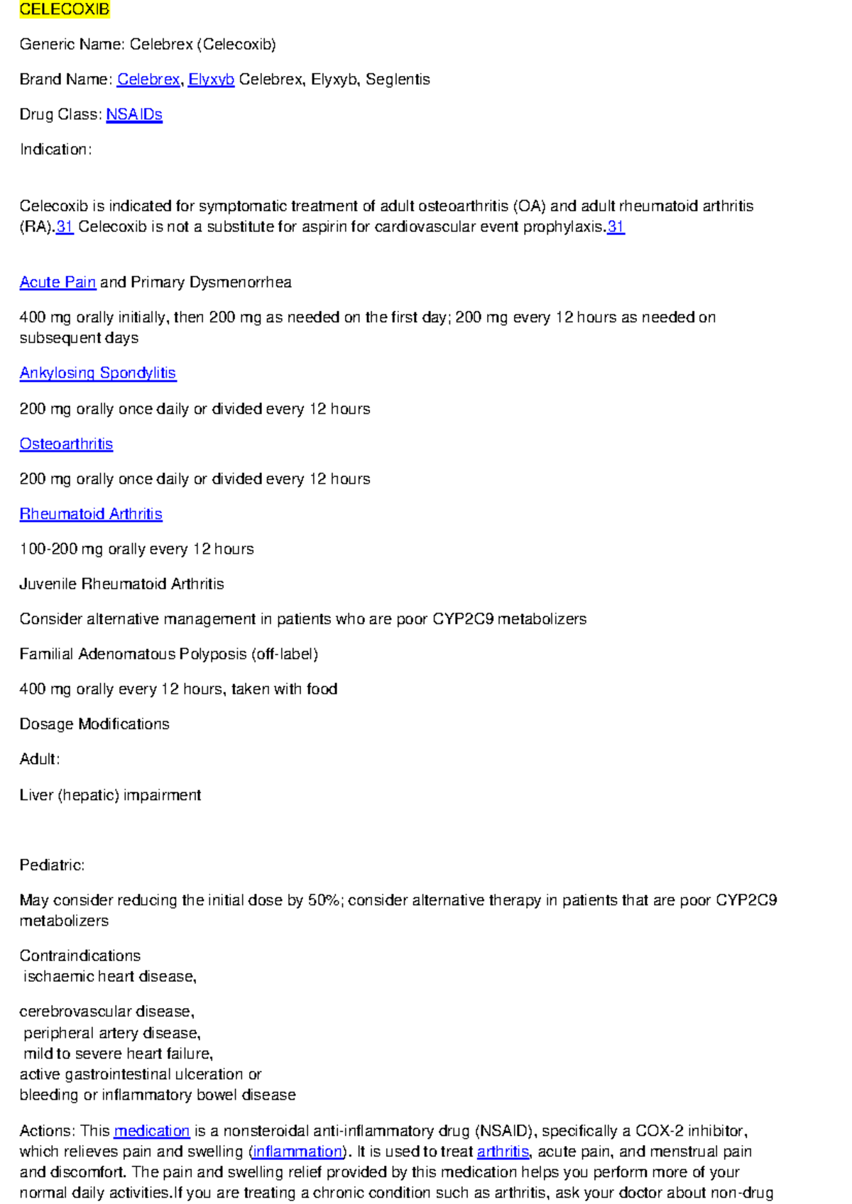 Celecoxib - Summary Medical Technology - CELECOXIB Generic Name ...