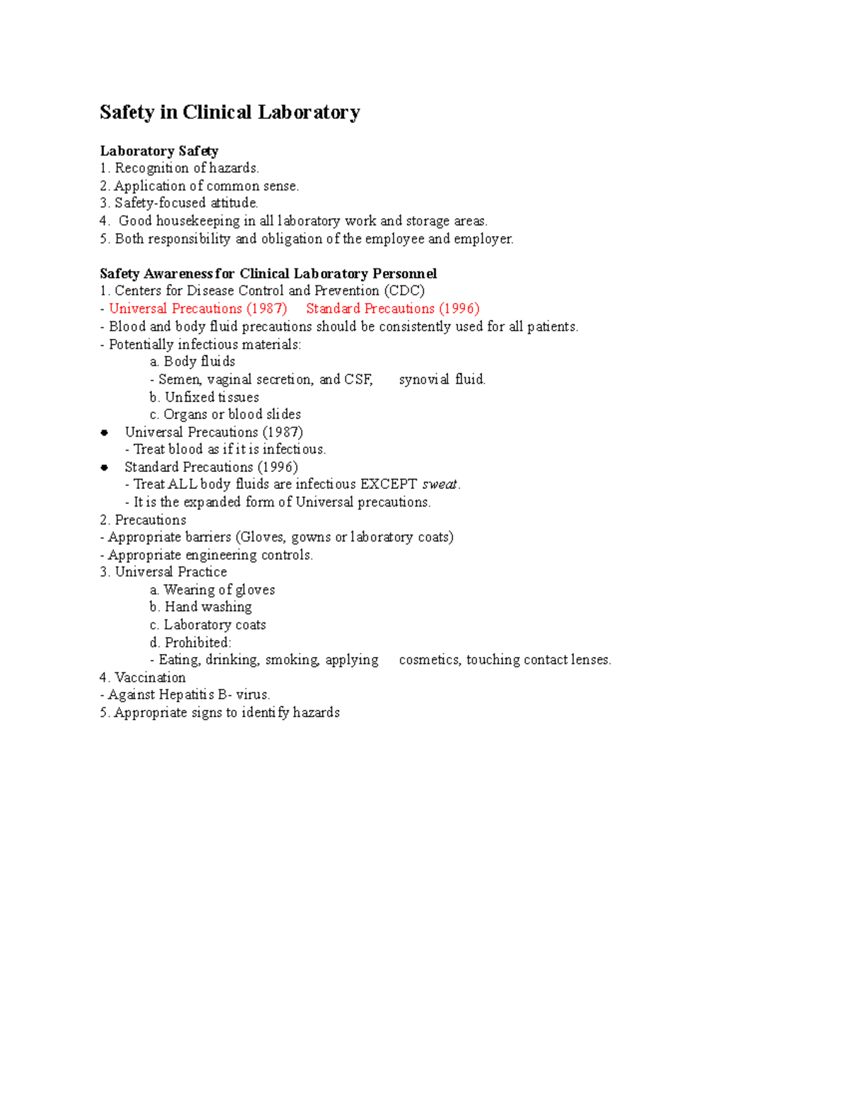 Safety in Clinical Laboratory - Safety in Clinical Laboratory ...