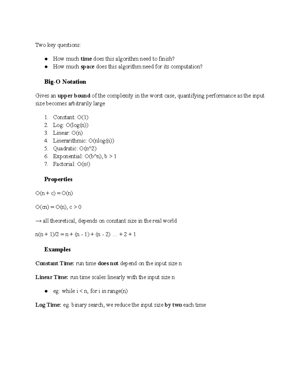 Complexity - Professor Hilfinger - Two key questions: How much time does this algorithm need to ...