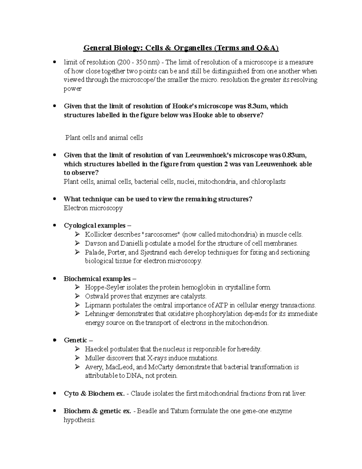 2014-General Biology Cells & Organelles Terms and QA - General Biology ...