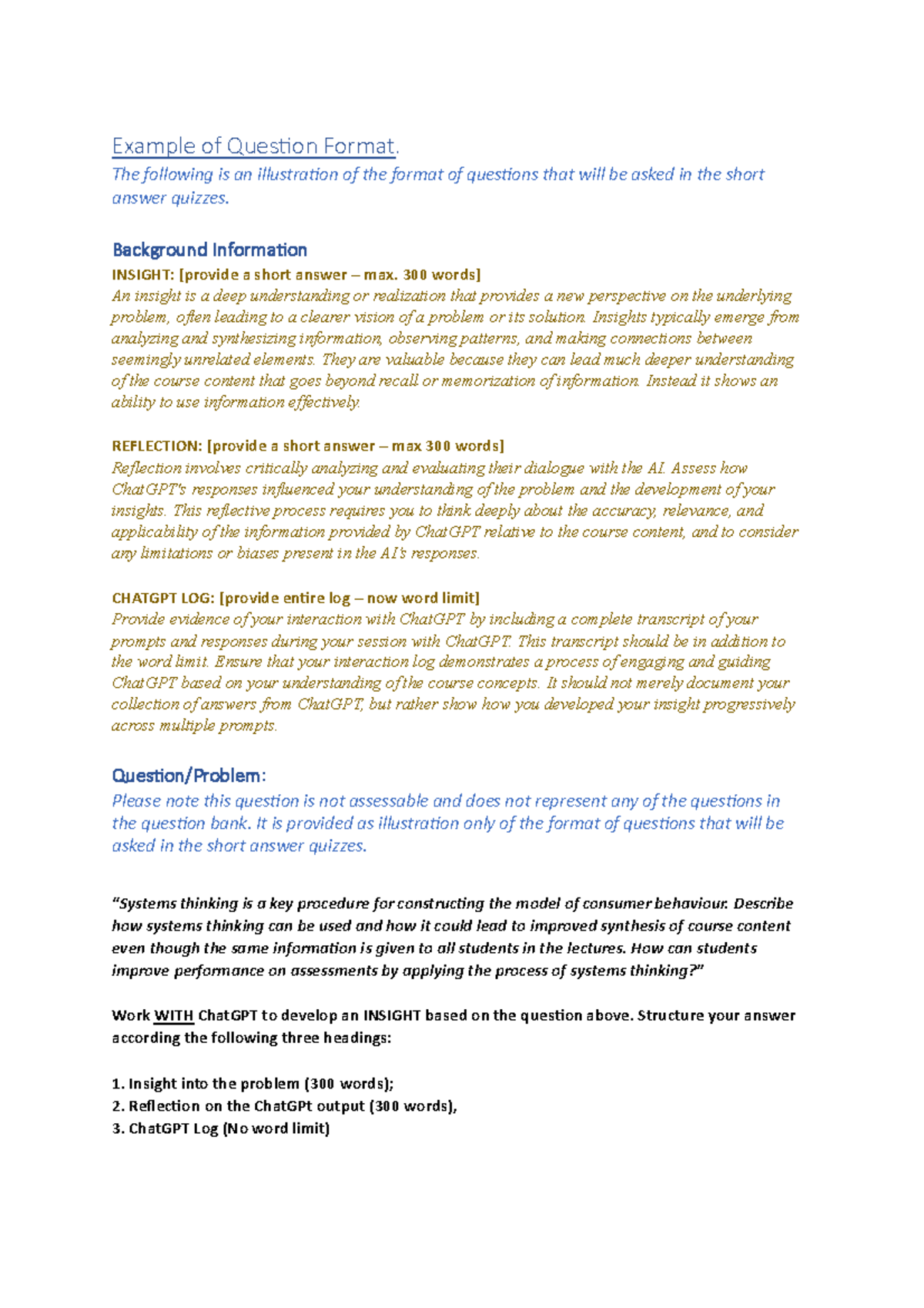 Example of Question Format (Quiz 1-2) - Example of Question Format. The ...